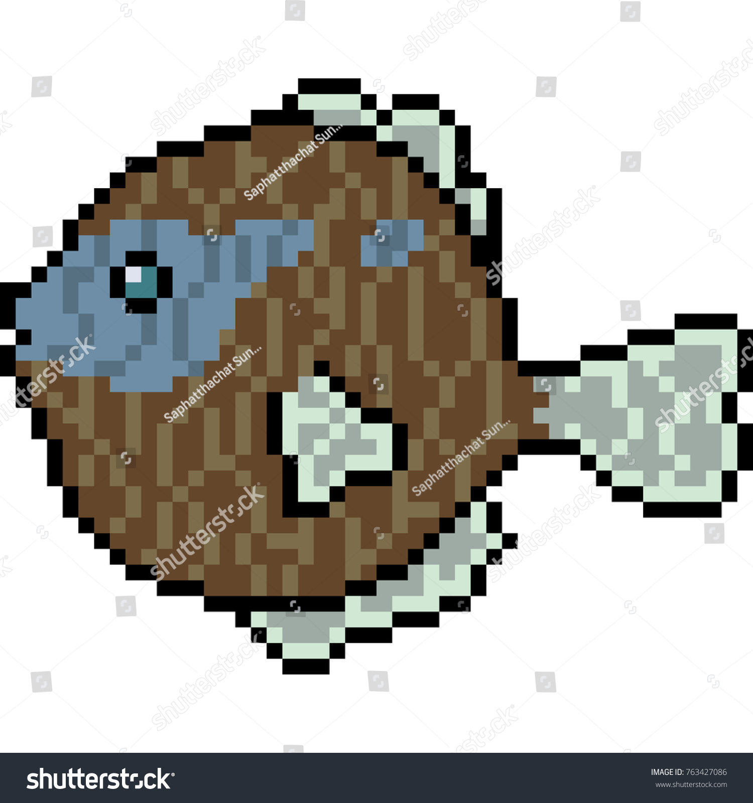 Vector Pixel Art Deep Sea Fish: เวกเตอร์สต็อก (ปลอดค่าลิขสิทธิ์) 763427086