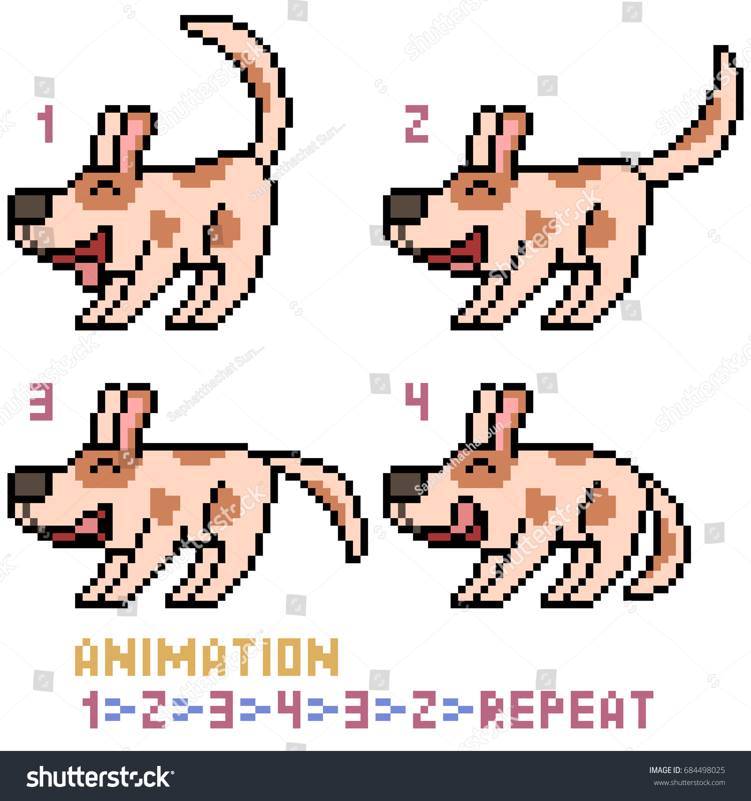 Vector Pixel Art Dog Animation Frame Stock Vector (Royalty Free ...