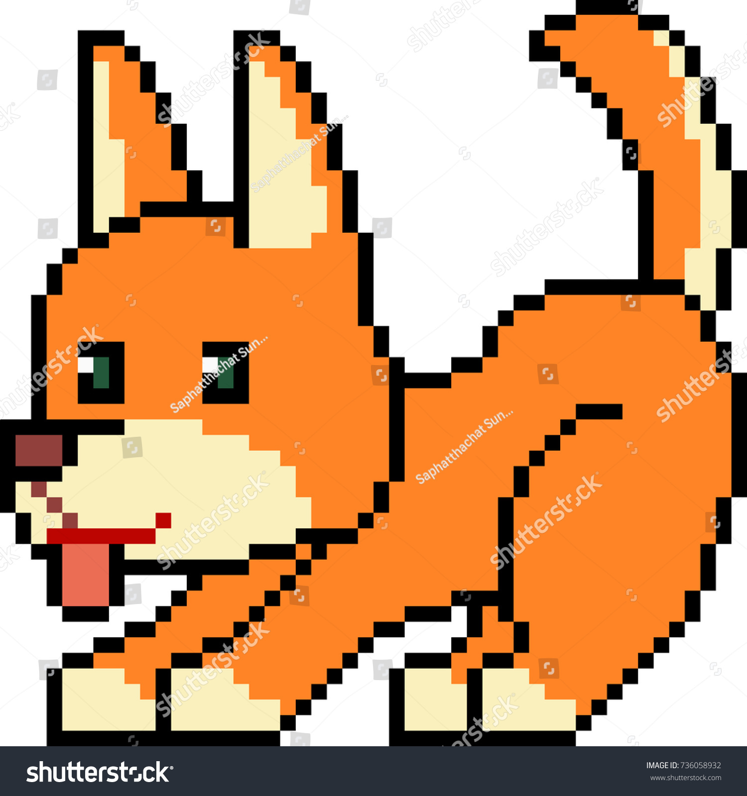 Vektor Stok Vector Pixel Art Dog Isolated (Tanpa Royalti) 736058932 ...