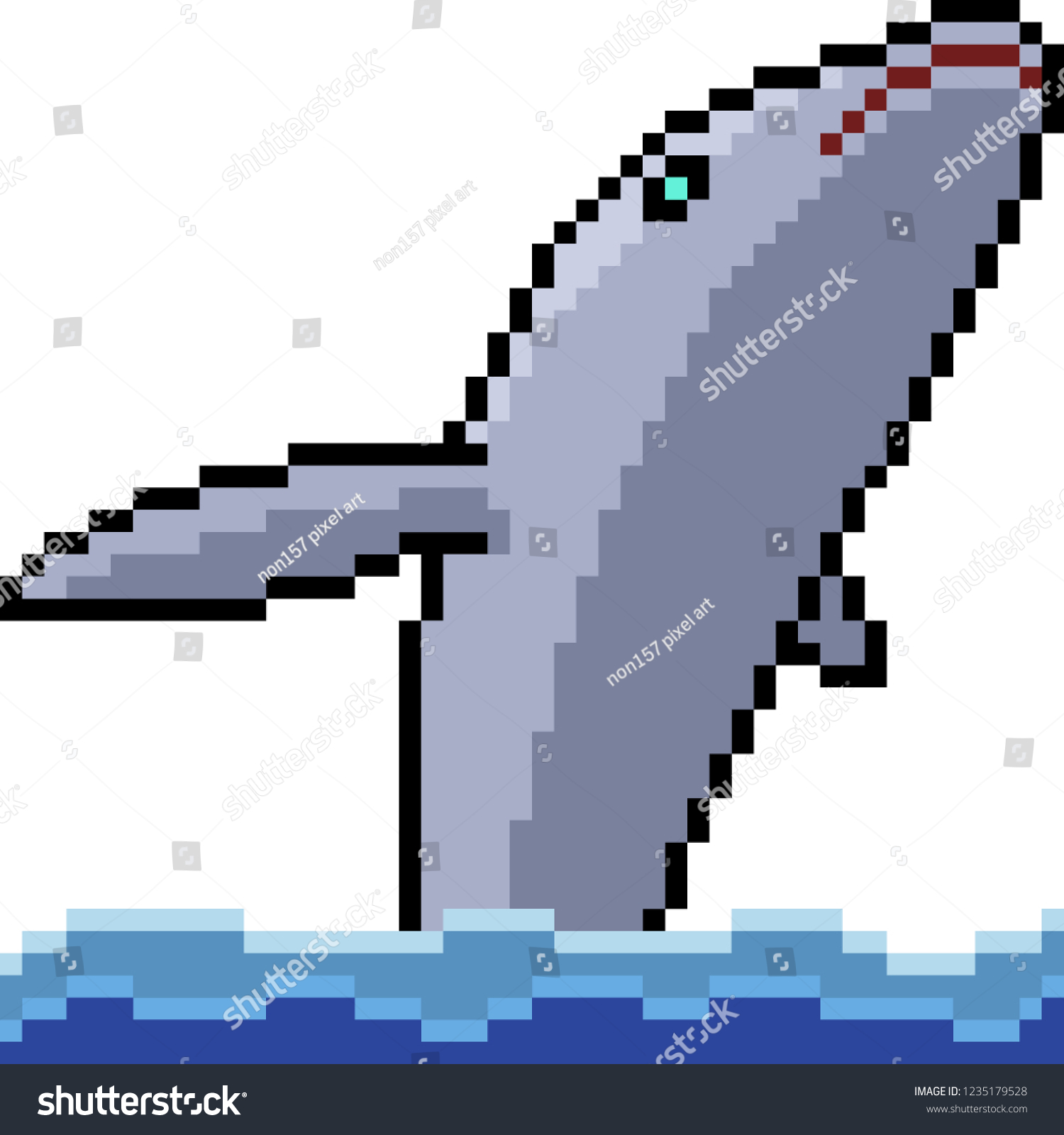 Vector Pixel Art Dolphin Isolated Cartoon: เวกเตอร์สต็อก (ปลอดค่า ...