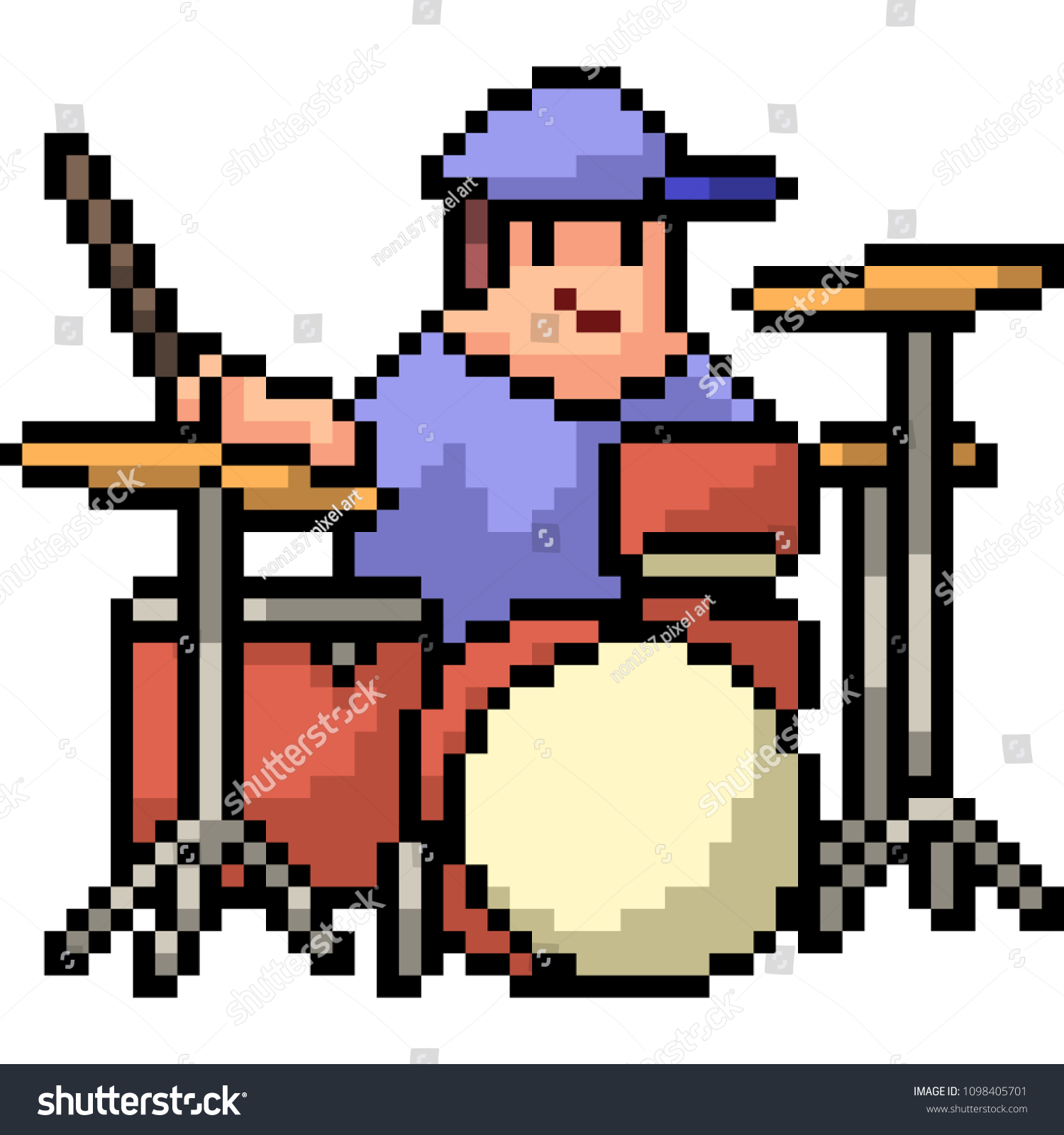 Vector Pixel Art Drum Set Play Stock Vector (Royalty Free) 1098405701