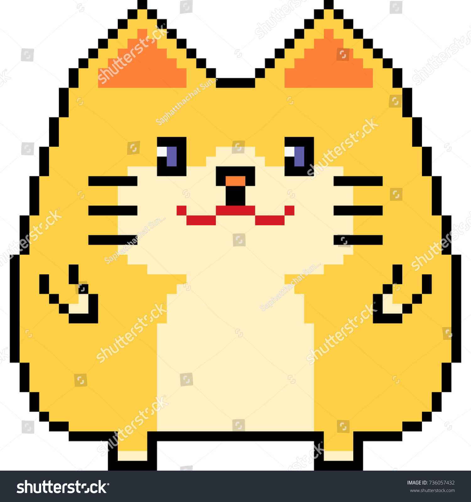 Vector Pixel Art Fat Cat Isolated Stock Vector (Royalty Free) 736057432