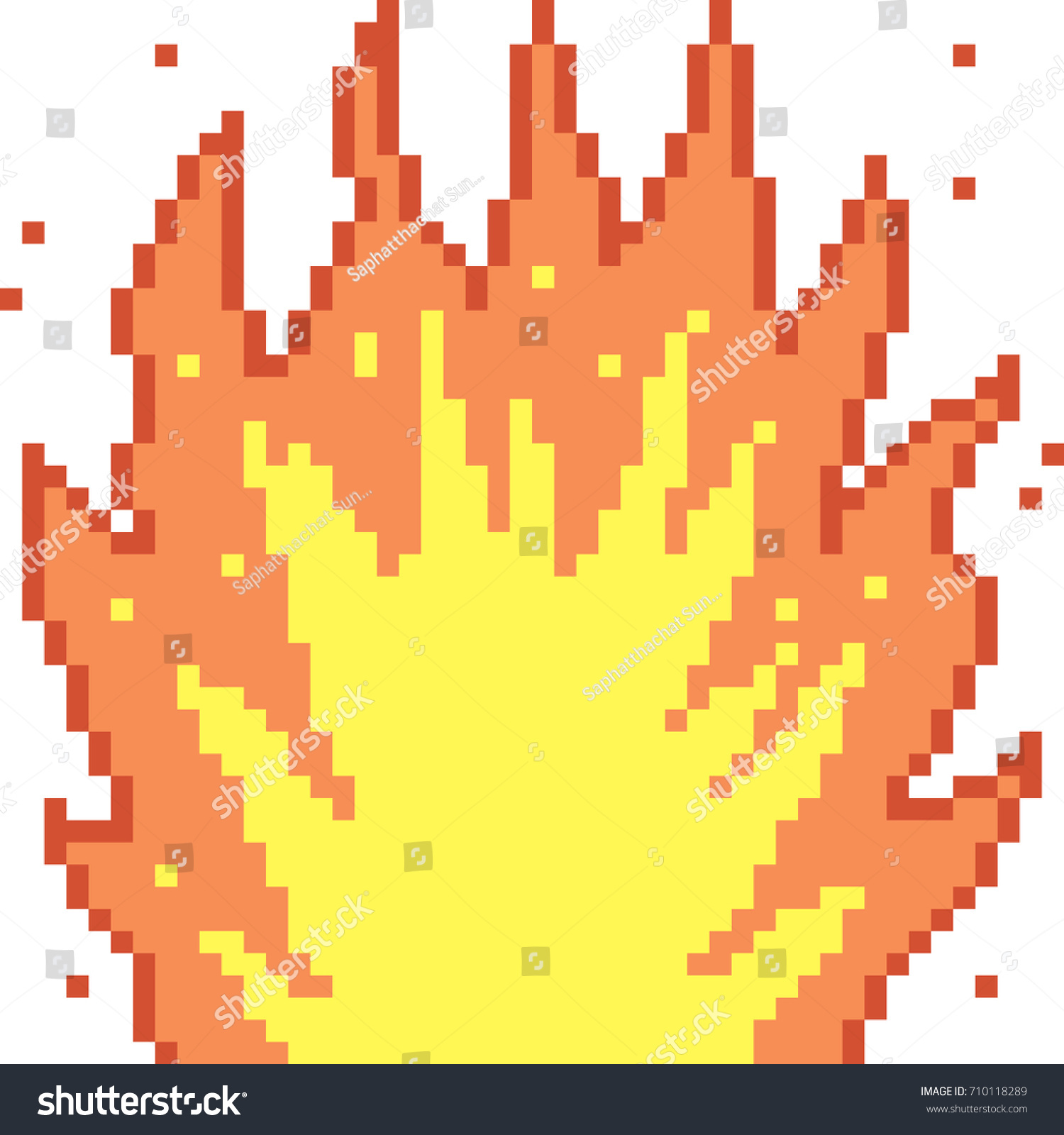 Vector Pixel Art Fire Isolated Stock Vector (Royalty Free) 710118289