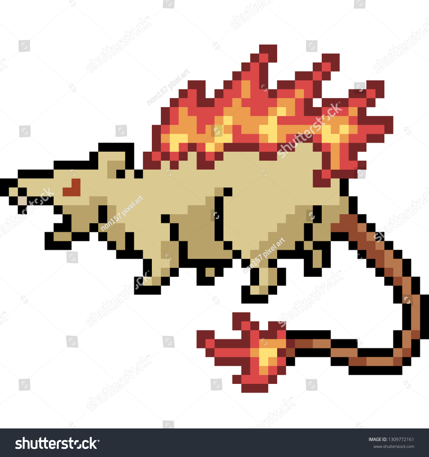 Vector Pixel Art Fire Rat Isolated: vetor stock (livre de direitos ...