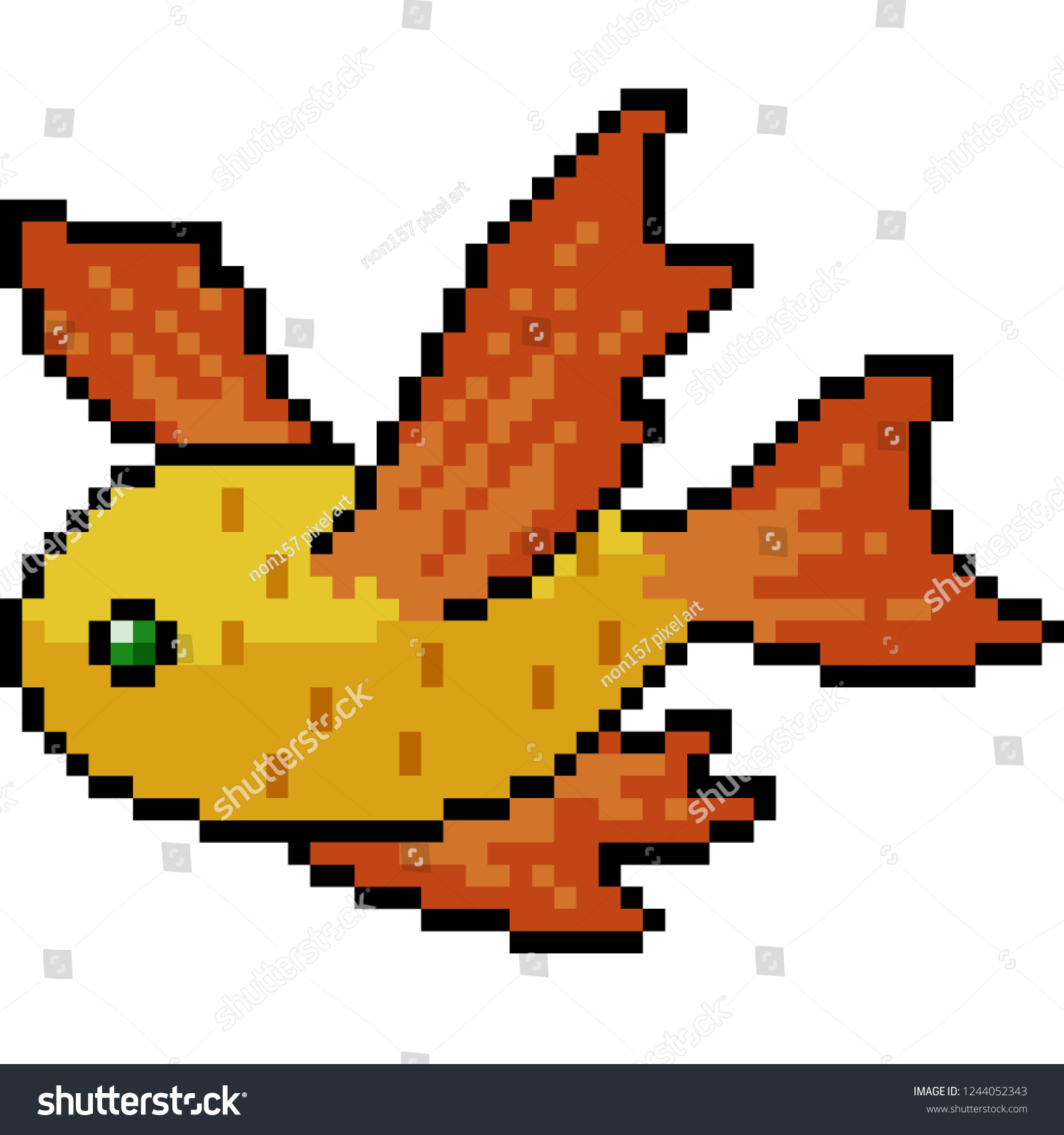 Vector Pixel Art Fish Creature Isolated Stock Vector (Royalty Free ...