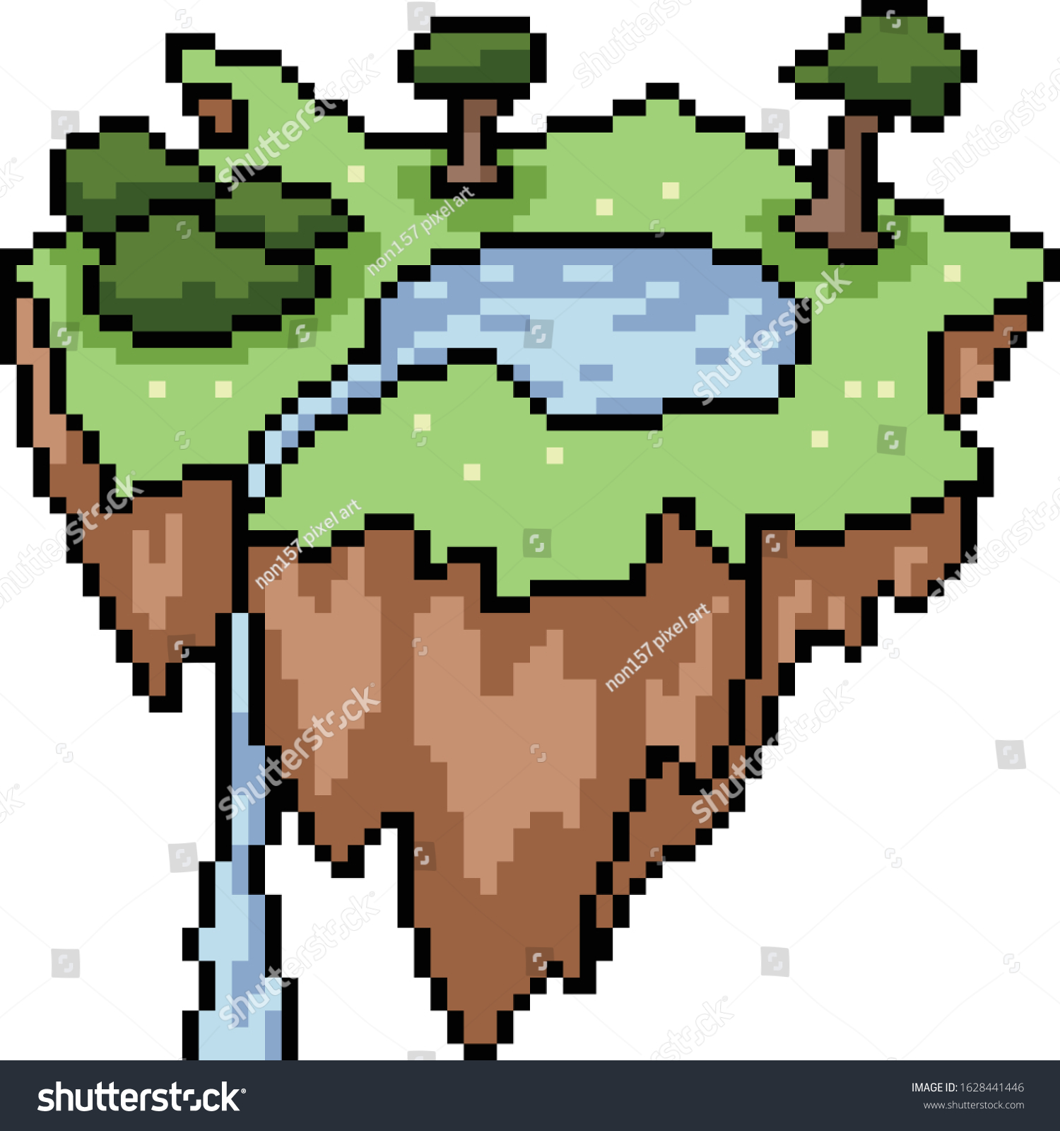 Vector Pixel Art Float Island Isolated: vetor stock (livre de direitos ...
