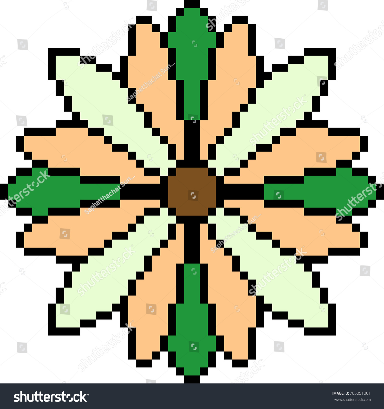 Vector Pixel Art Flower Isolated Stock Vector (Royalty Free) 705051001 ...