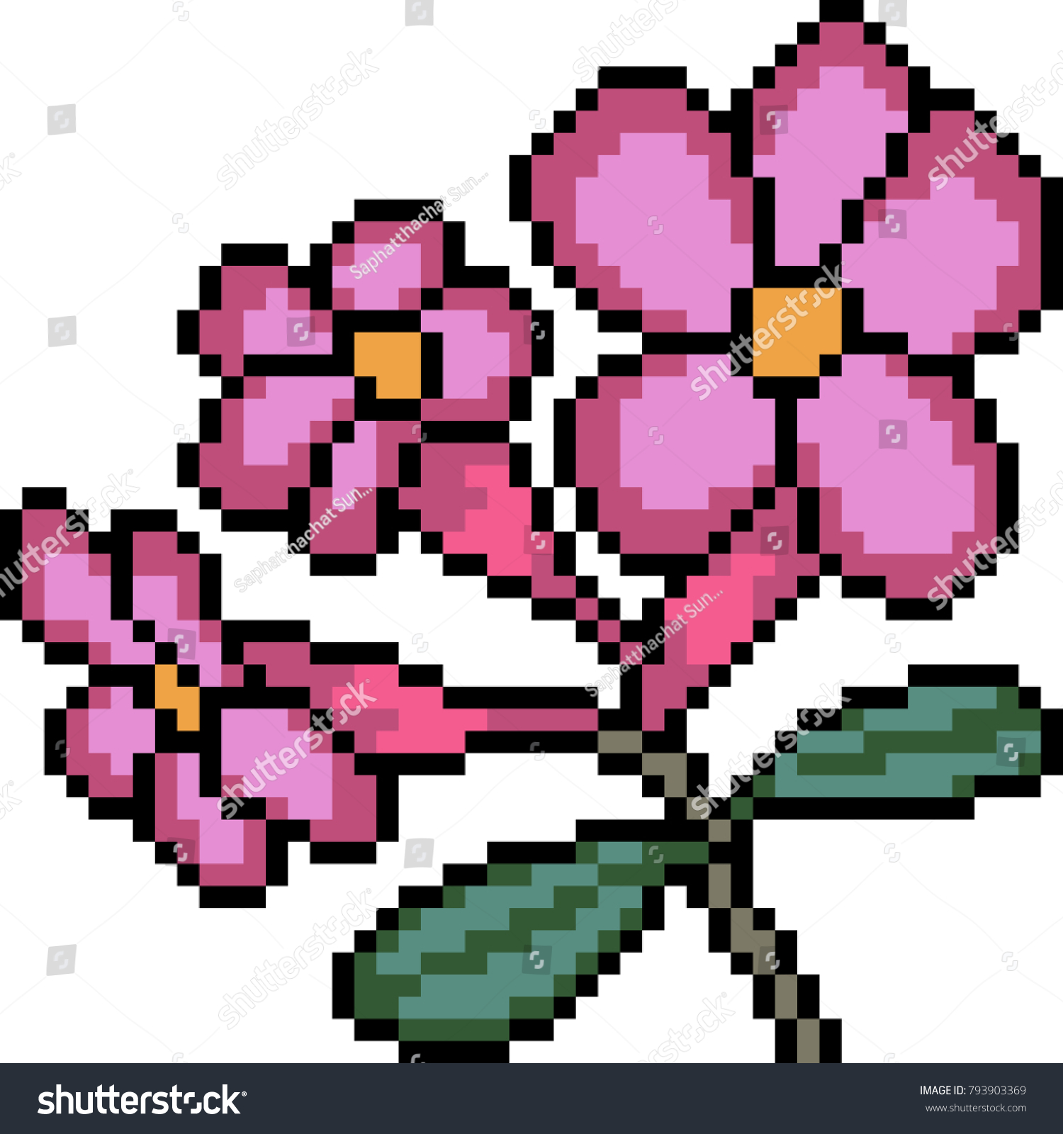 Vector Pixel Art Flower Isolated Stock Vector (Royalty Free) 793903369 ...