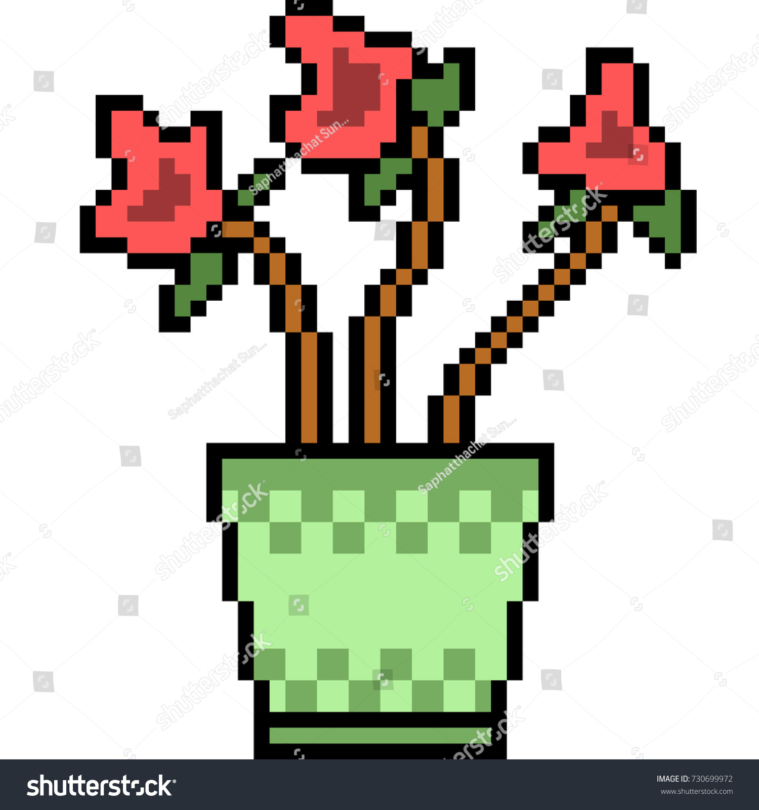 Vector Pixel Art Flower Pot Isolated: vector de stock (libre de ...