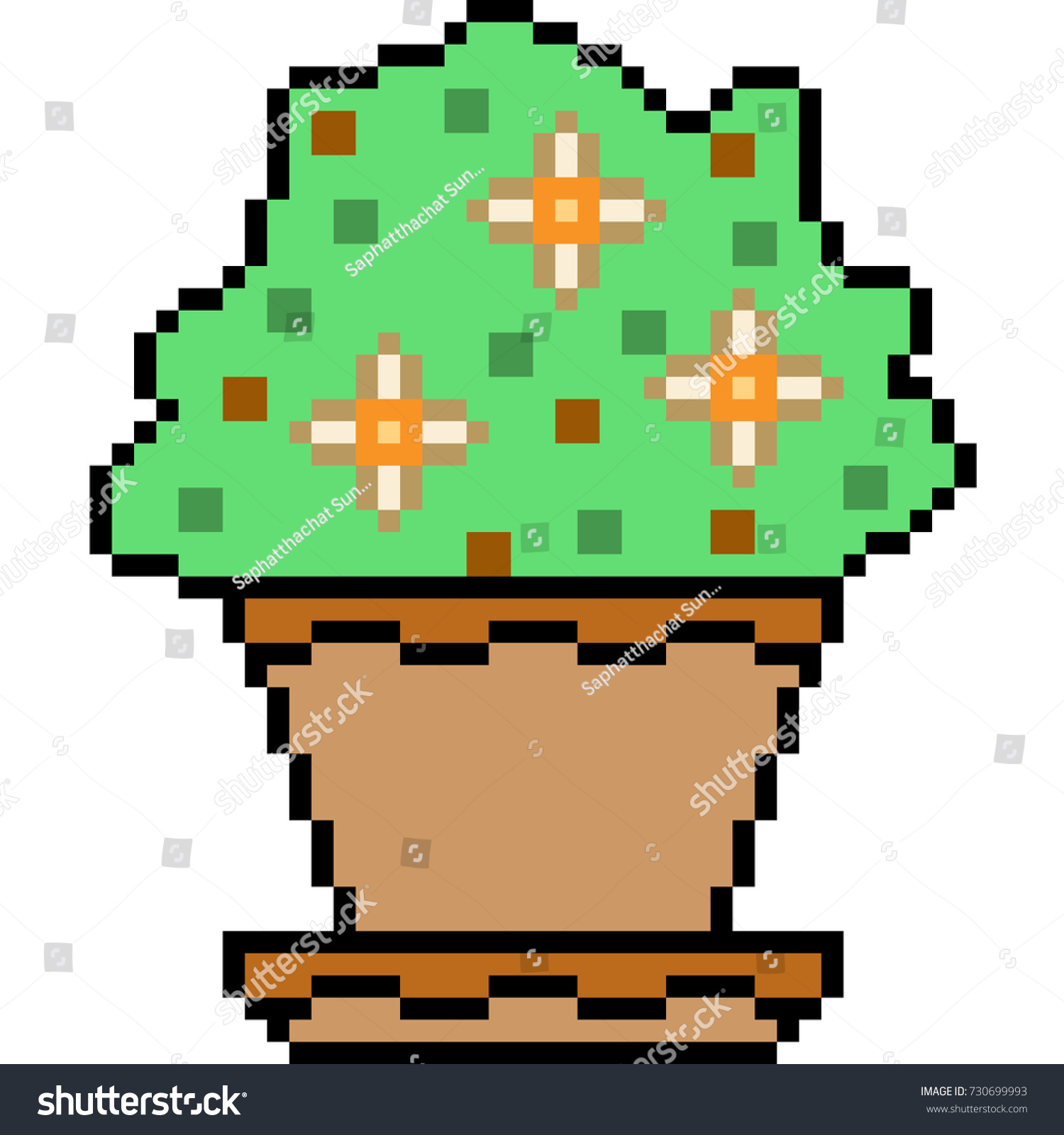 Vector Pixel Art Flower Pot Isolated: vector de stock (libre de ...