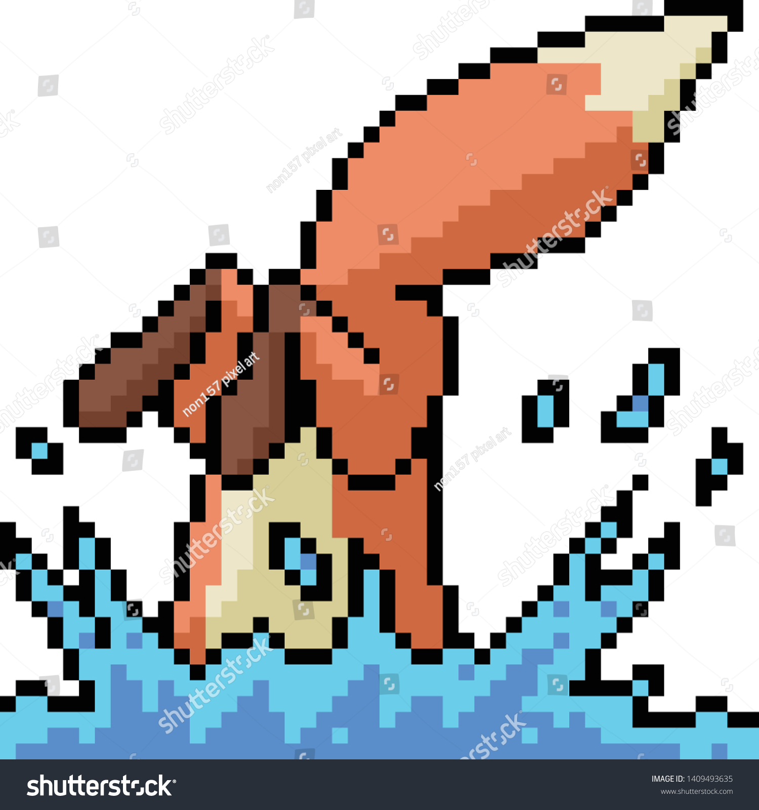 Vector Pixel Art Fox Dive Isolated Stock Vector (Royalty Free ...