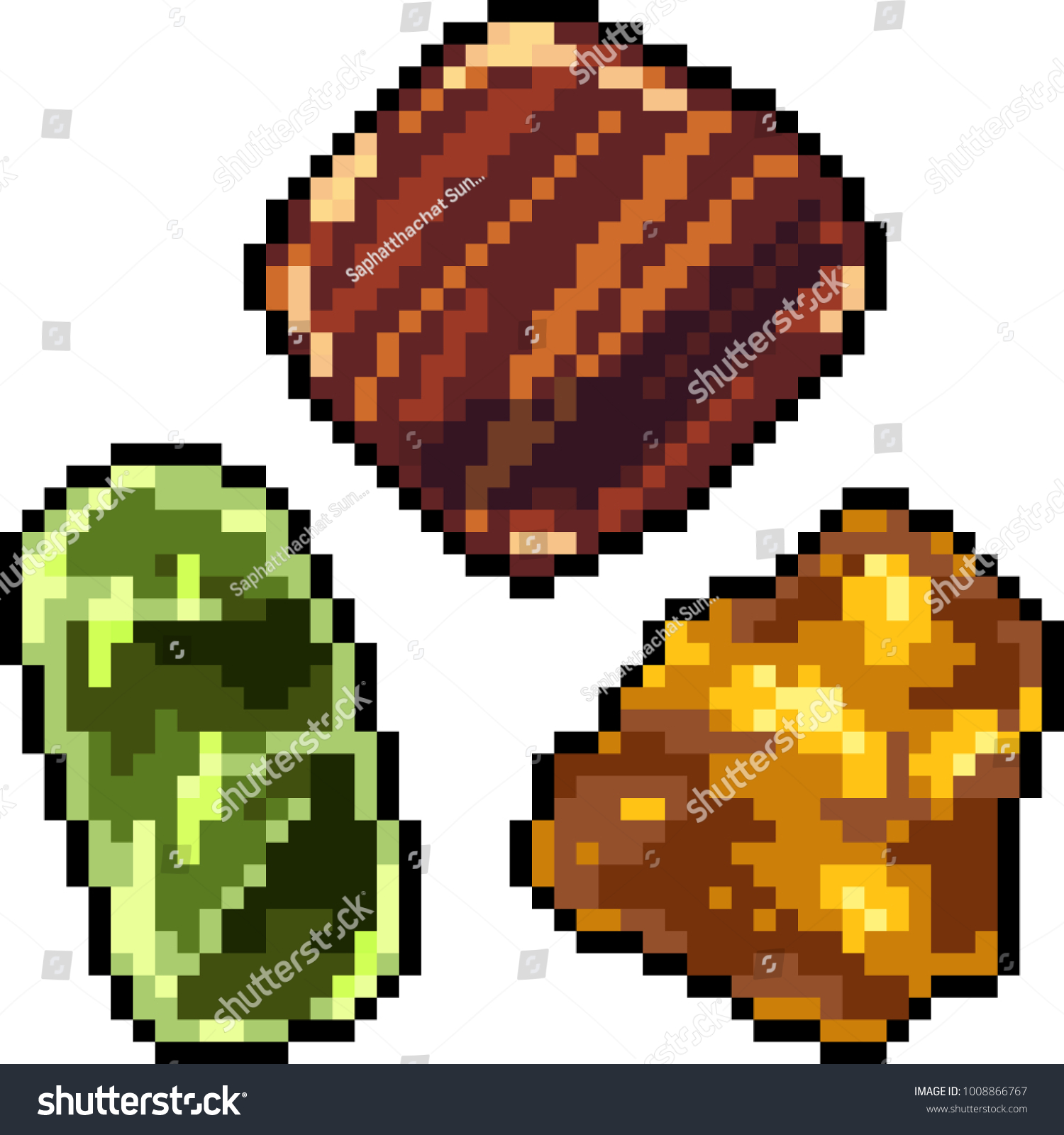 Vector Pixel Art Gemstone Set Isolated Stock Vector (Royalty Free ...