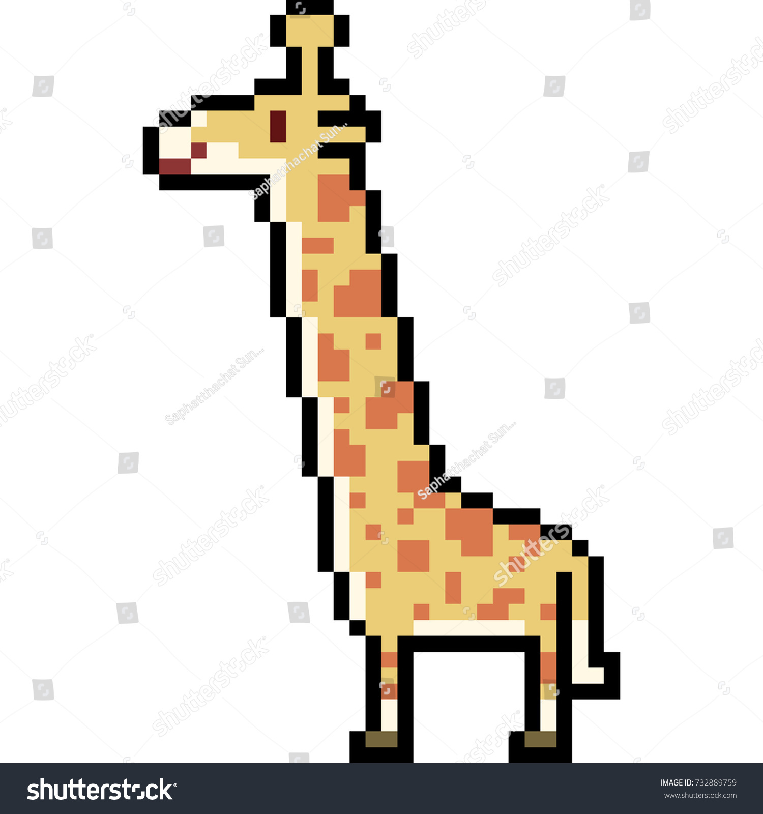 Vector Pixel Art Giraffe Isolated Stock Vector (Royalty Free) 732889759