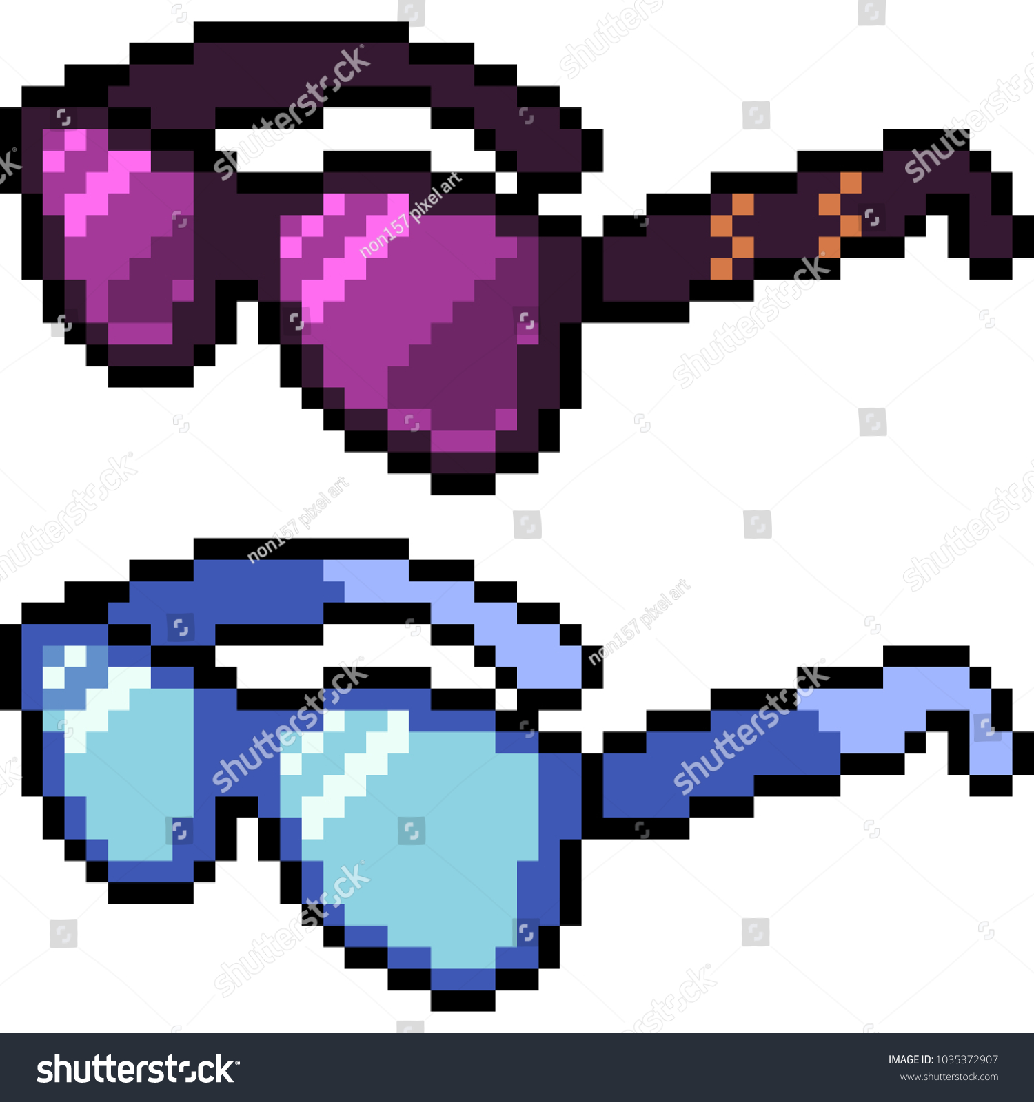 Vector Pixel Art Glasses Isolated Cartoon: เวกเตอร์สต็อก (ปลอดค่า ...