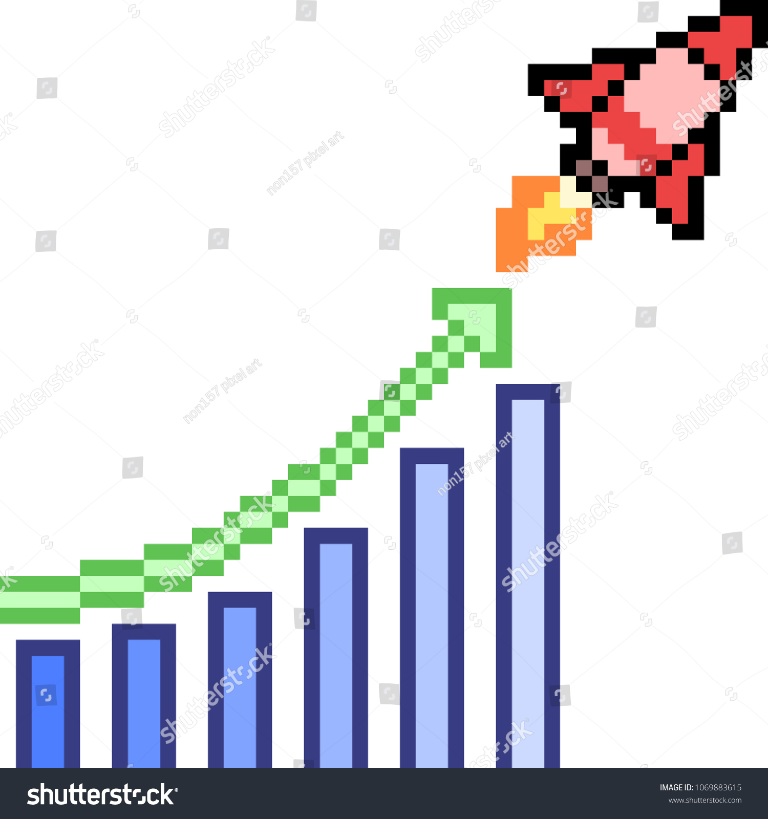 Vector Pixel Art Graph Rise Isolated: เวกเตอร์สต็อก (ปลอดค่าลิขสิทธิ์ ...