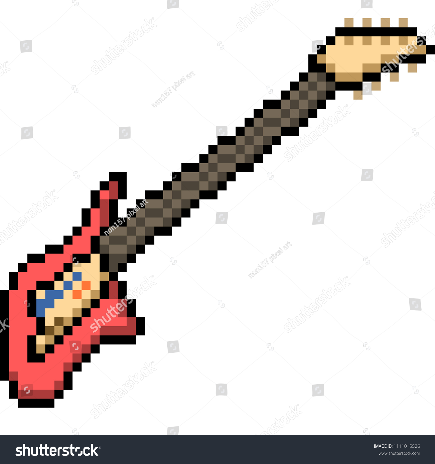 Vector Pixel Art Guitar Isolated Cartoon: เวกเตอร์สต็อก (ปลอดค่า ...