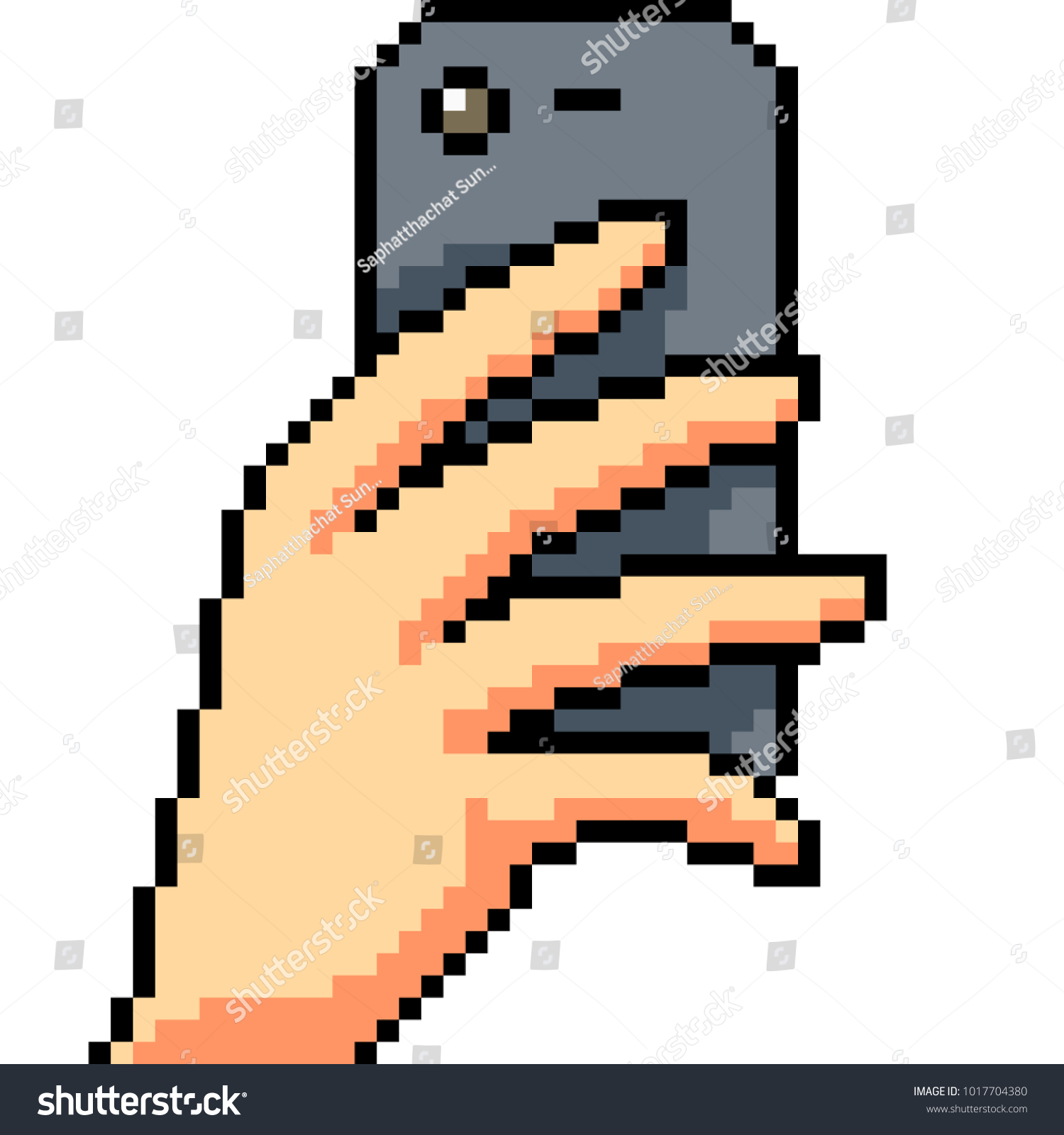 Vector Pixel Art Hand Hold Phone Stock Vector (Royalty Free) 1017704380