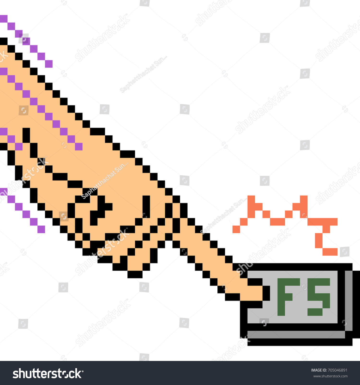Vector Pixel Art Hand Sign Push Stock Vector (Royalty Free) 705046891