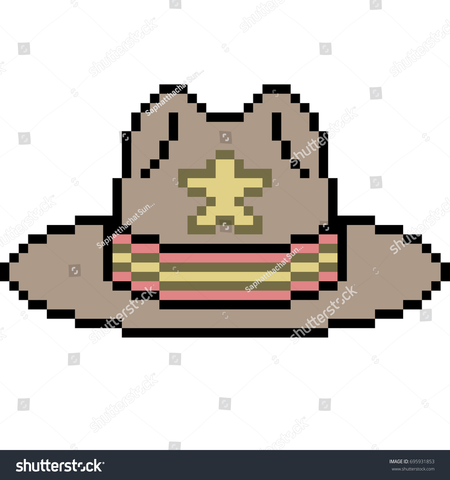 Vector Pixel Art Hat Isolated: เวกเตอร์สต็อก (ปลอดค่าลิขสิทธิ์ ...