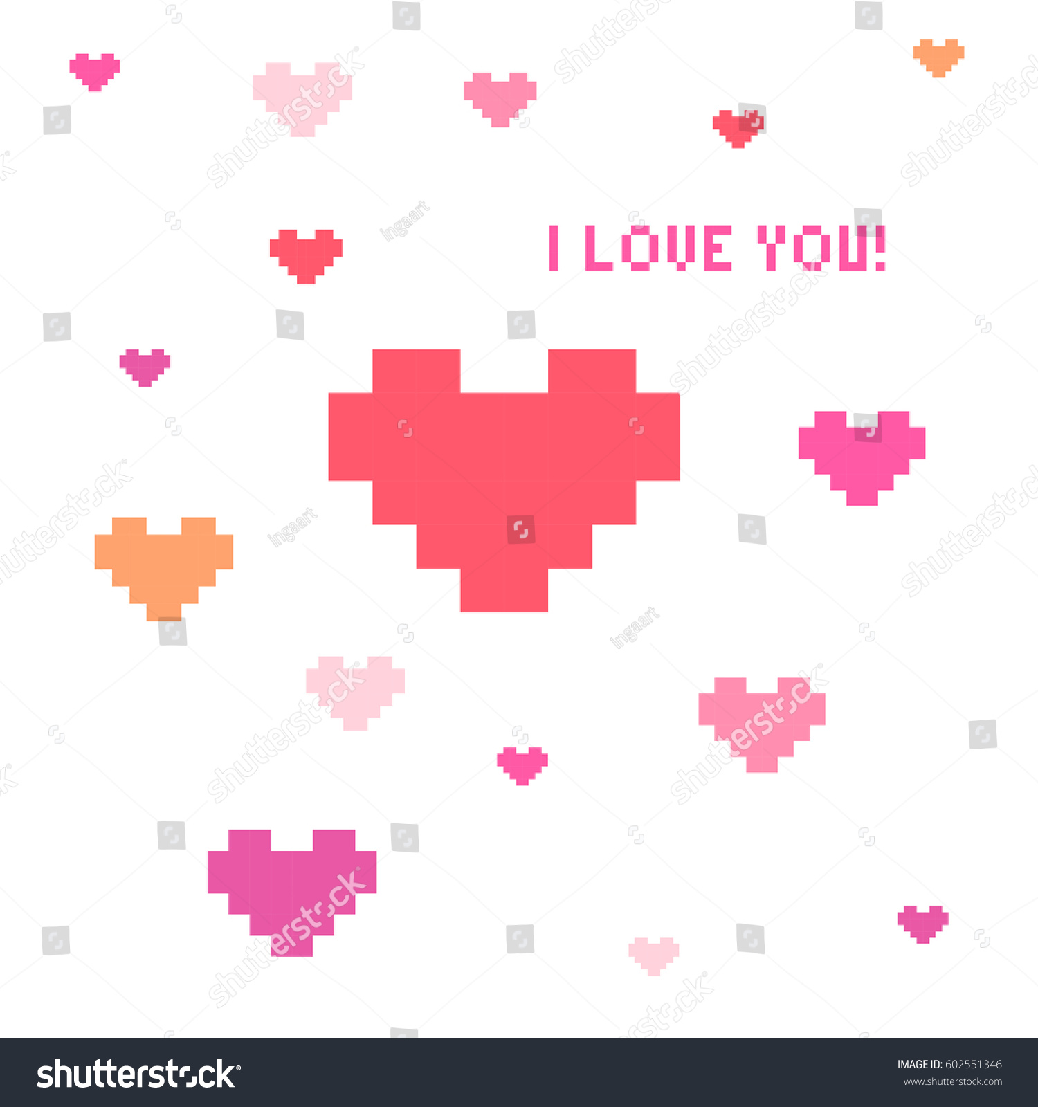 Vector Pixel Art Heart Card Background Stock Vector (Royalty Free ...