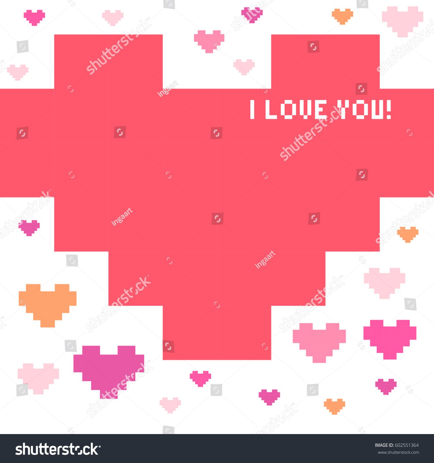 Vector Pixel Art Heart Card Background: vector de stock (libre de ...