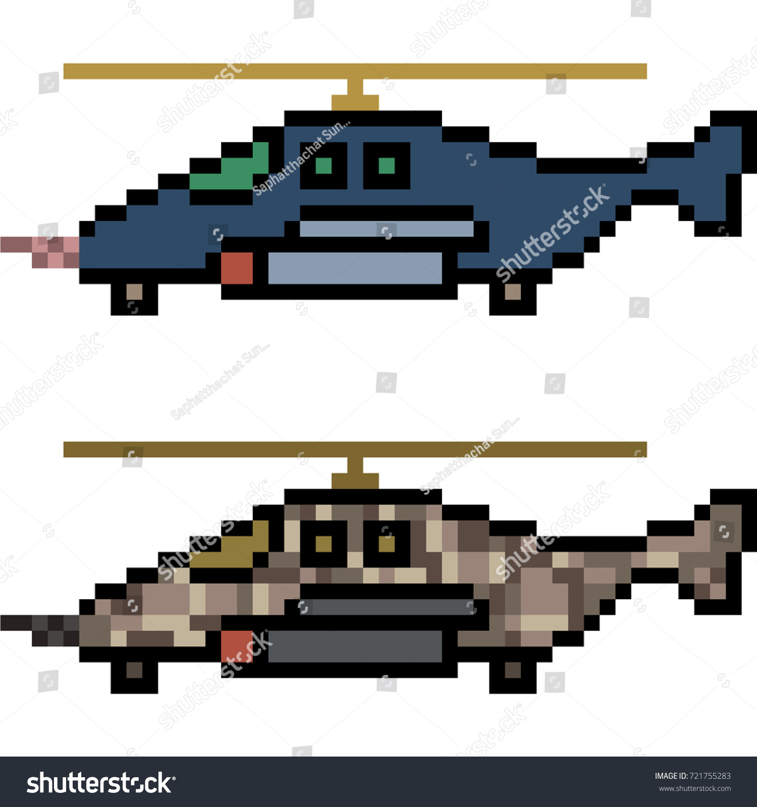 Vector Pixel Art Helicopter Isolated: เวกเตอร์สต็อก (ปลอดค่าลิขสิทธิ์ ...