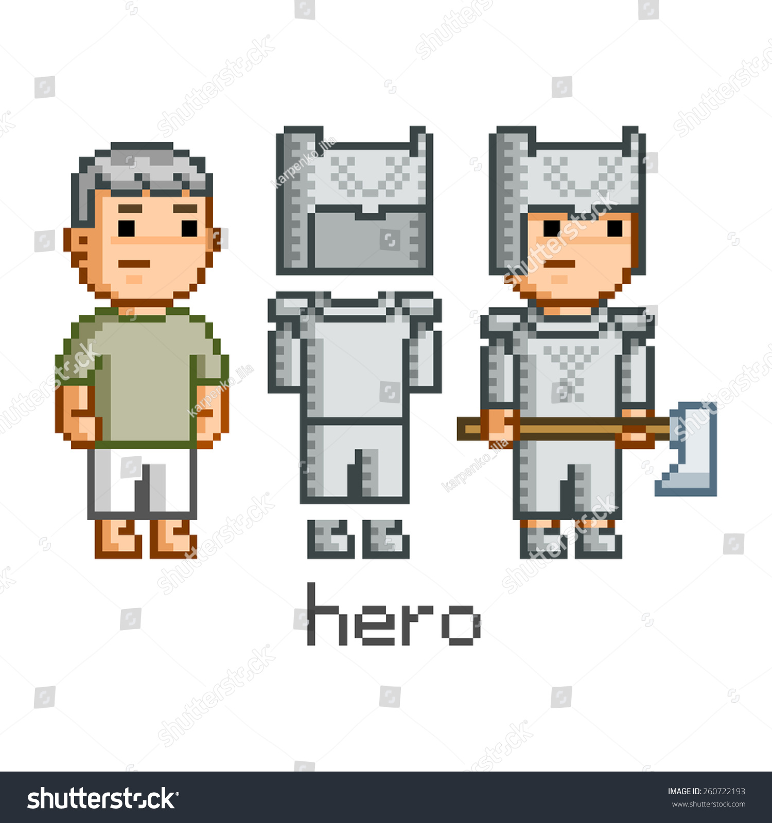Vector Pixel Art Hero Stock Vector (Royalty Free) 260722193
