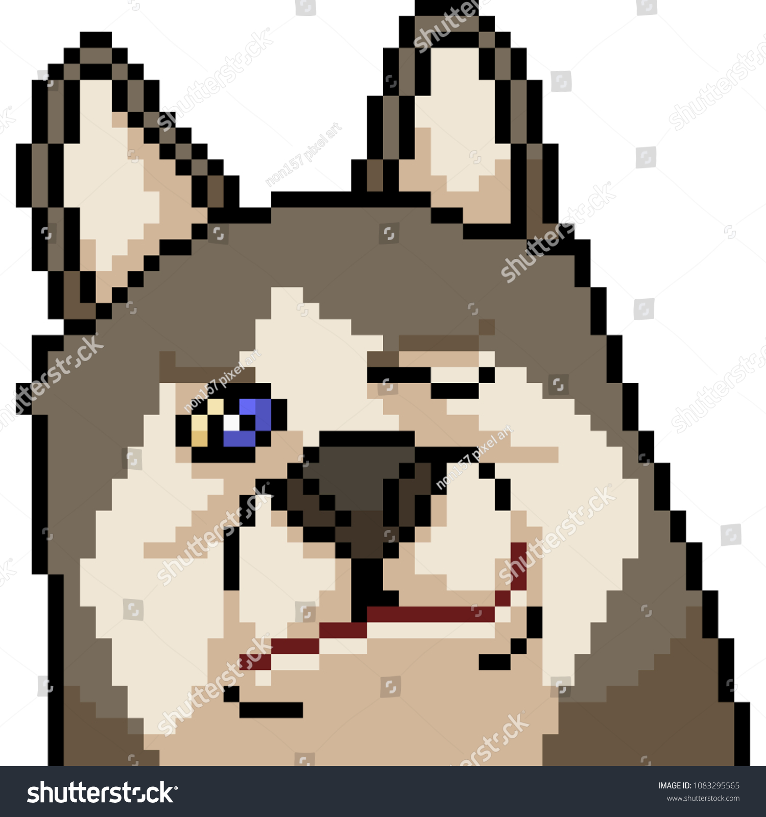 Vector Pixel Art Husky Face Expression Stock Vector (Royalty Free ...