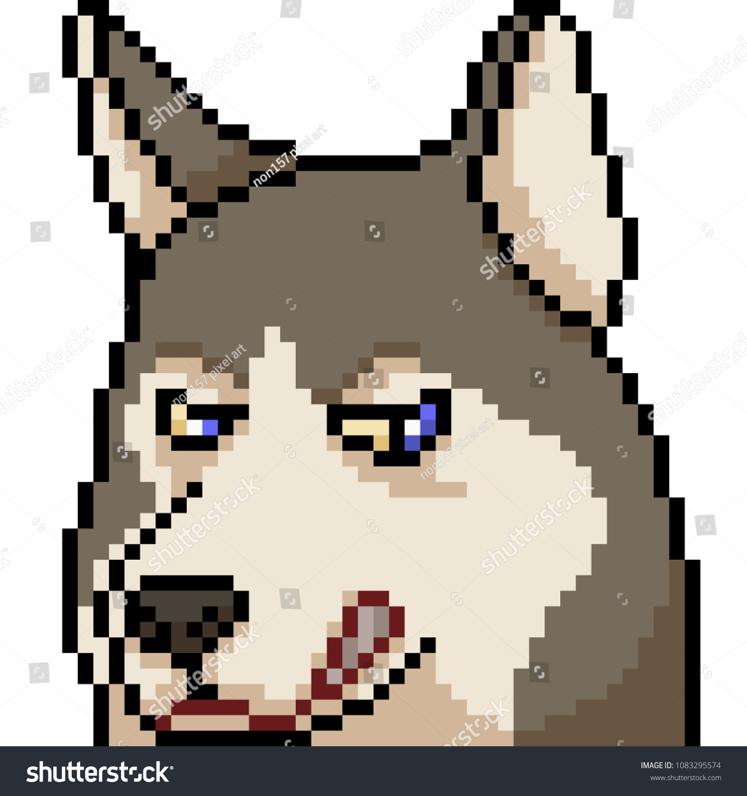 Vector Pixel Art Husky Face Expression Stock Vector (Royalty Free ...