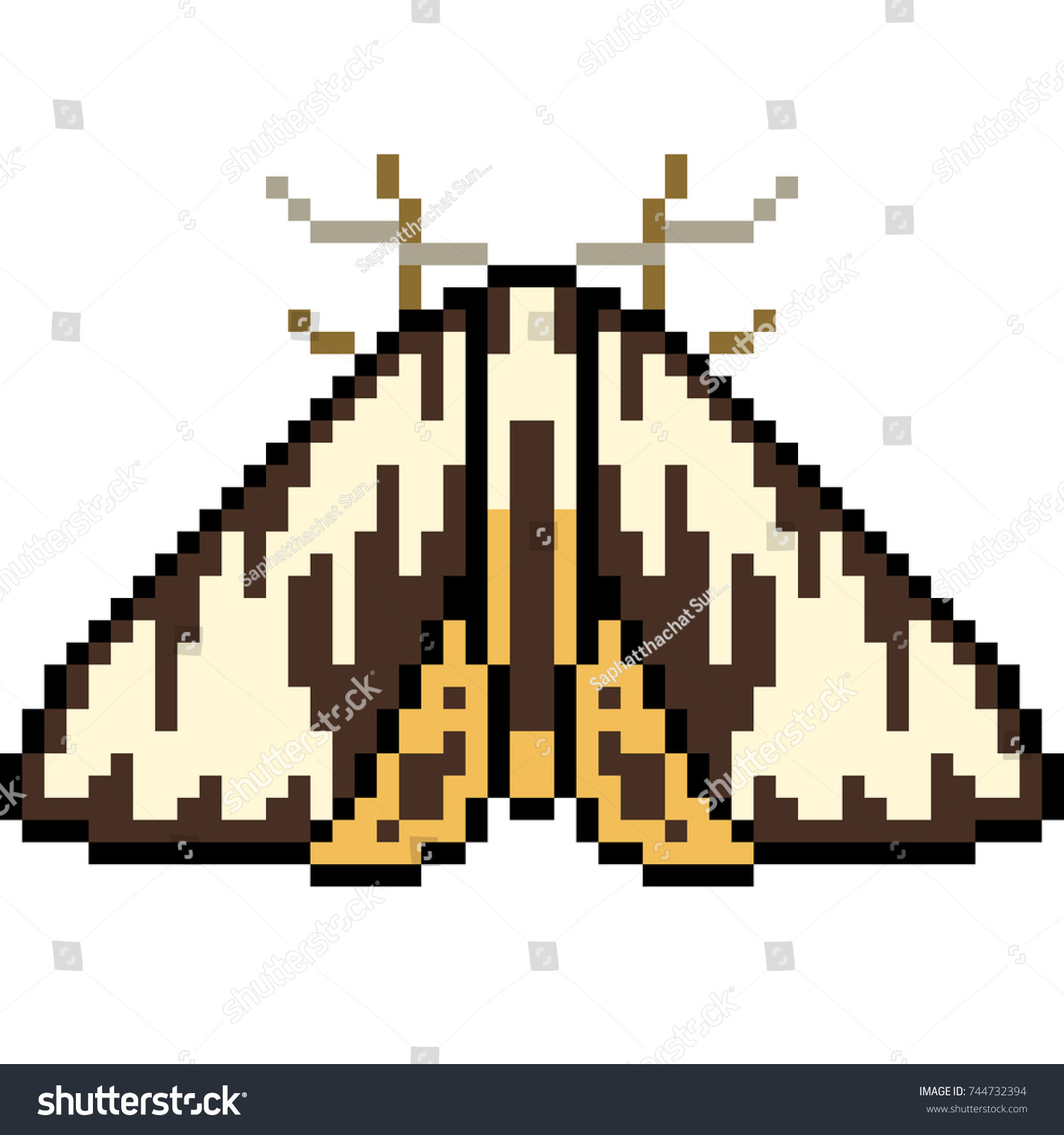 Vector Pixel Art Insect Moth Isolated: เวกเตอร์สต็อก (ปลอดค่าลิขสิทธิ์ ...