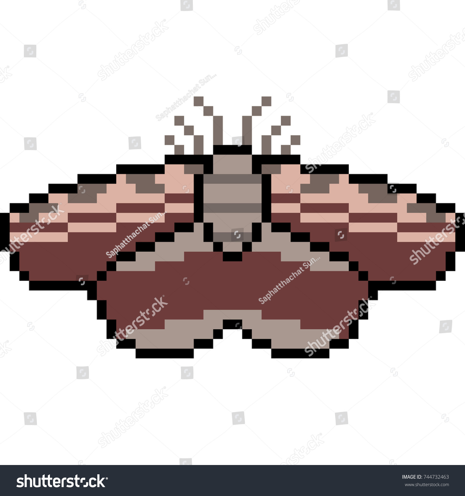 Vector Pixel Art Insect Moth Isolated Stock Vector (Royalty Free ...