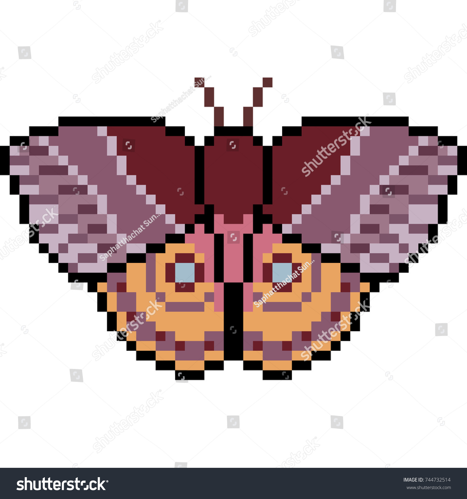 Vector Pixel Art Insect Moth Isolated: vetor stock (livre de direitos ...
