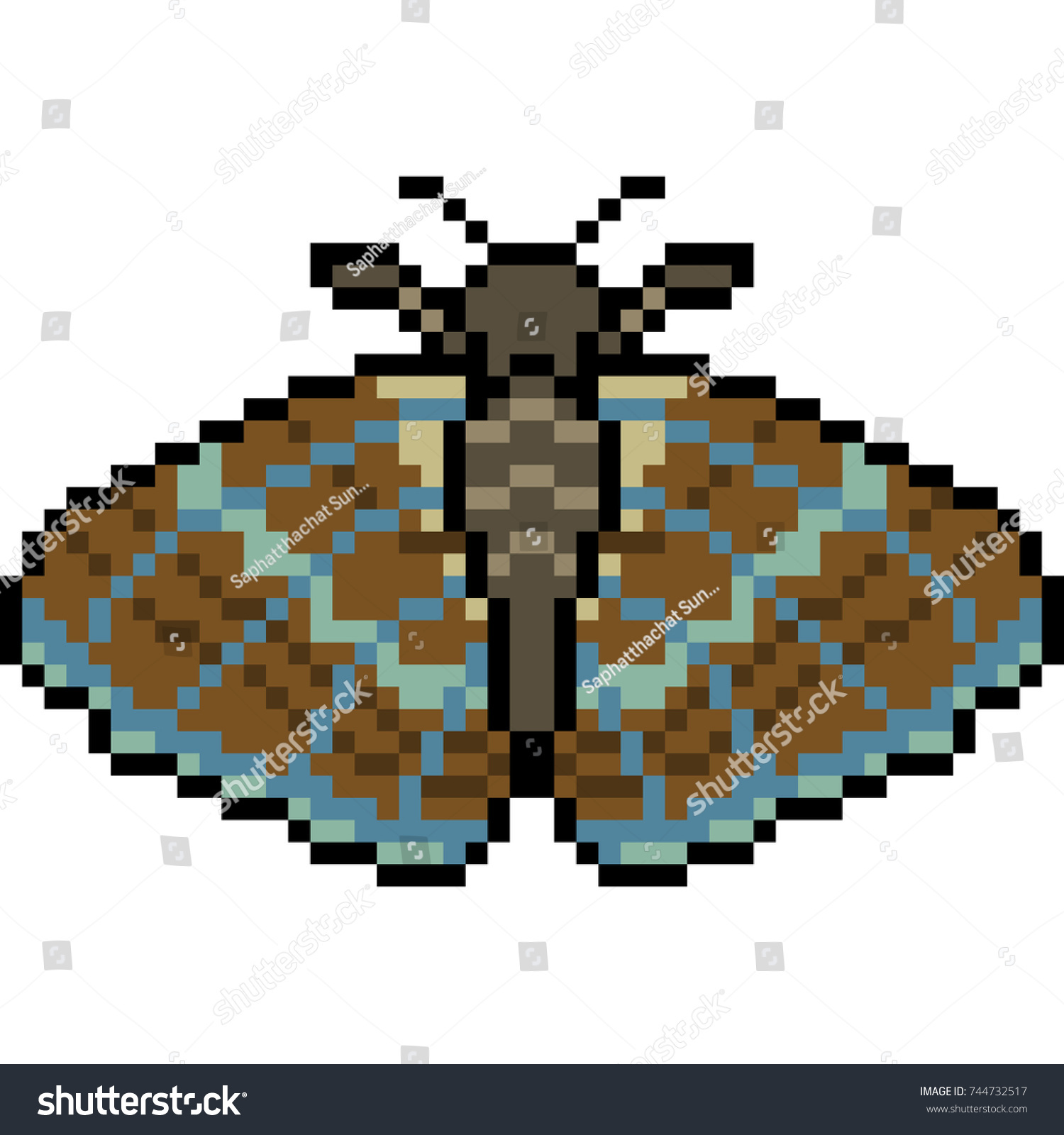 Vector Pixel Art Insect Moth Isolated Stock Vector (Royalty Free ...