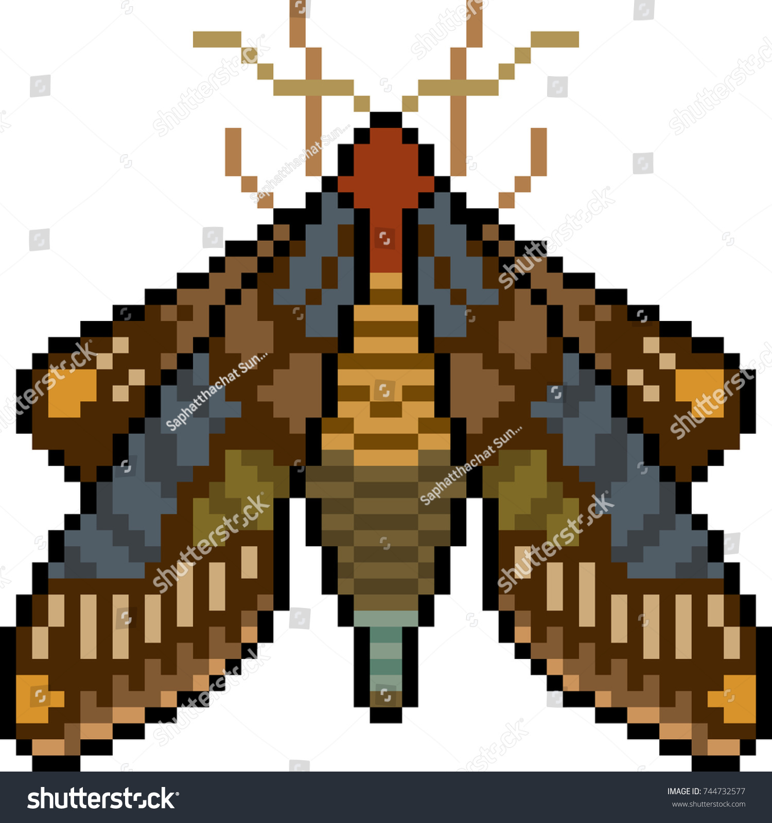 Vector Pixel Art Insect Moth Isolated 库存矢量图（免版税）744732577 | Shutterstock