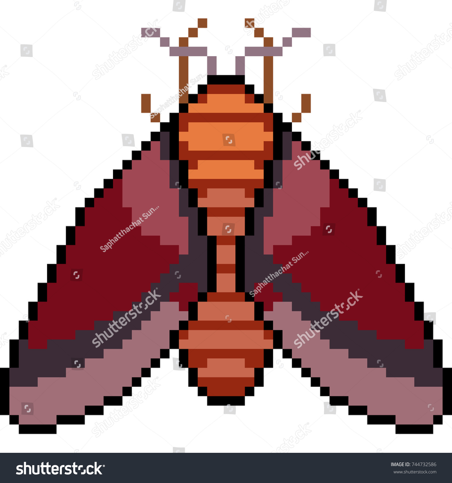 Vector Pixel Art Insect Moth Isolated 库存矢量图（免版税）744732586 | Shutterstock