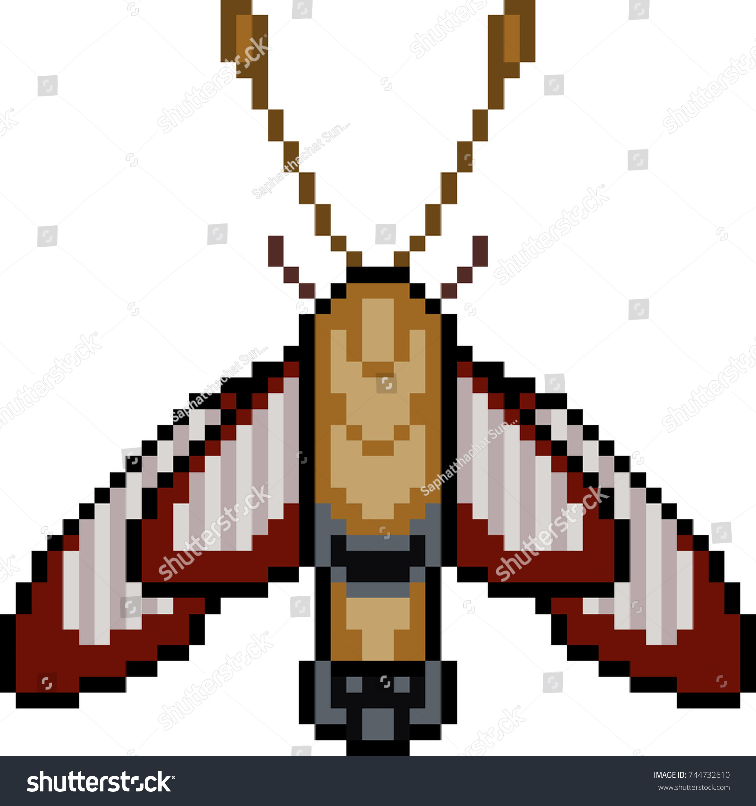 Vector Pixel Art Insect Moth Isolated Stock Vector (Royalty Free) 744732610