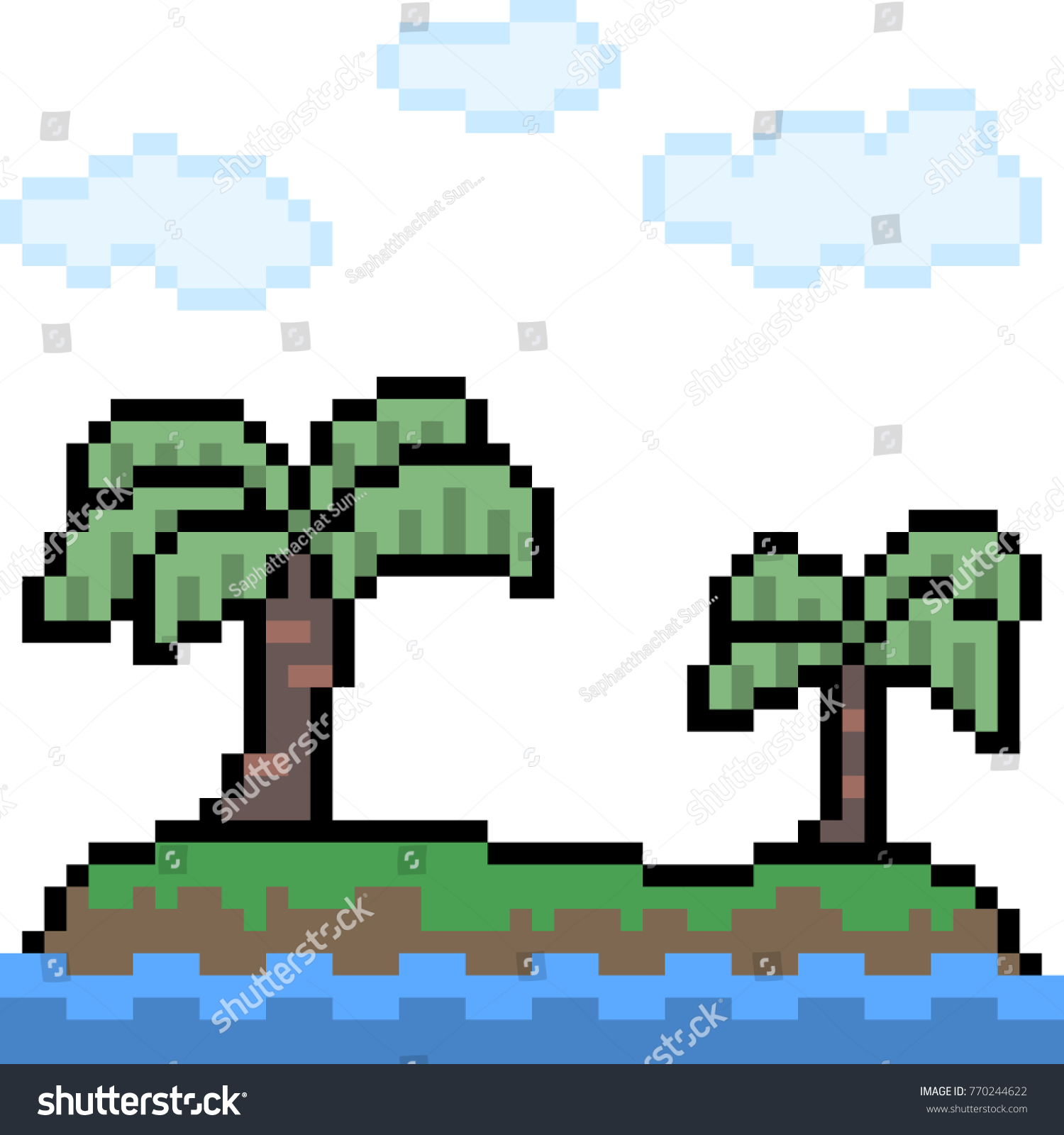 Vector Pixel Art Island Isolated Stock Vector (Royalty Free) 770244622 ...