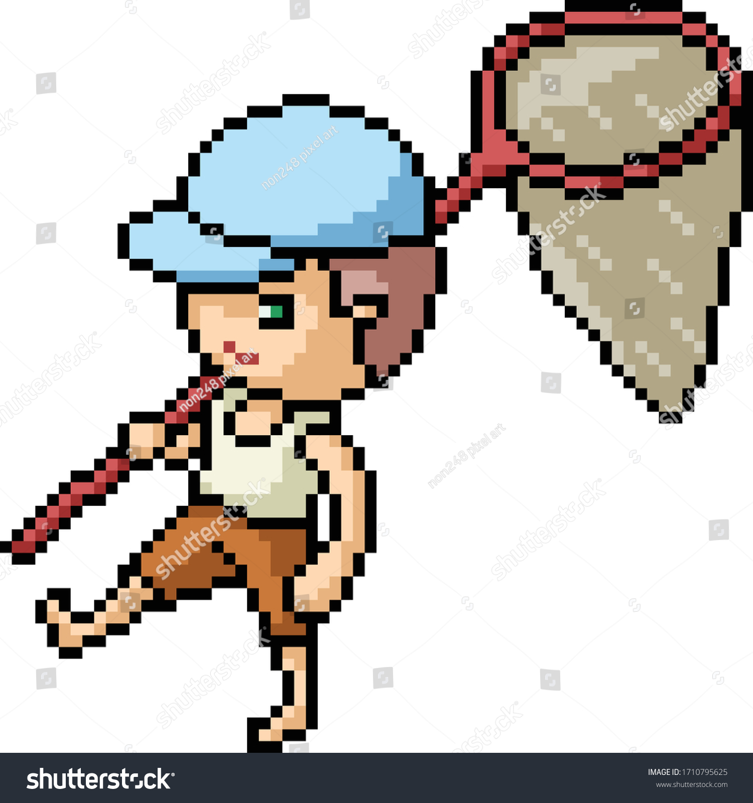 Vector Pixel Art Isolated Kid Catching Stock Vector (Royalty Free ...