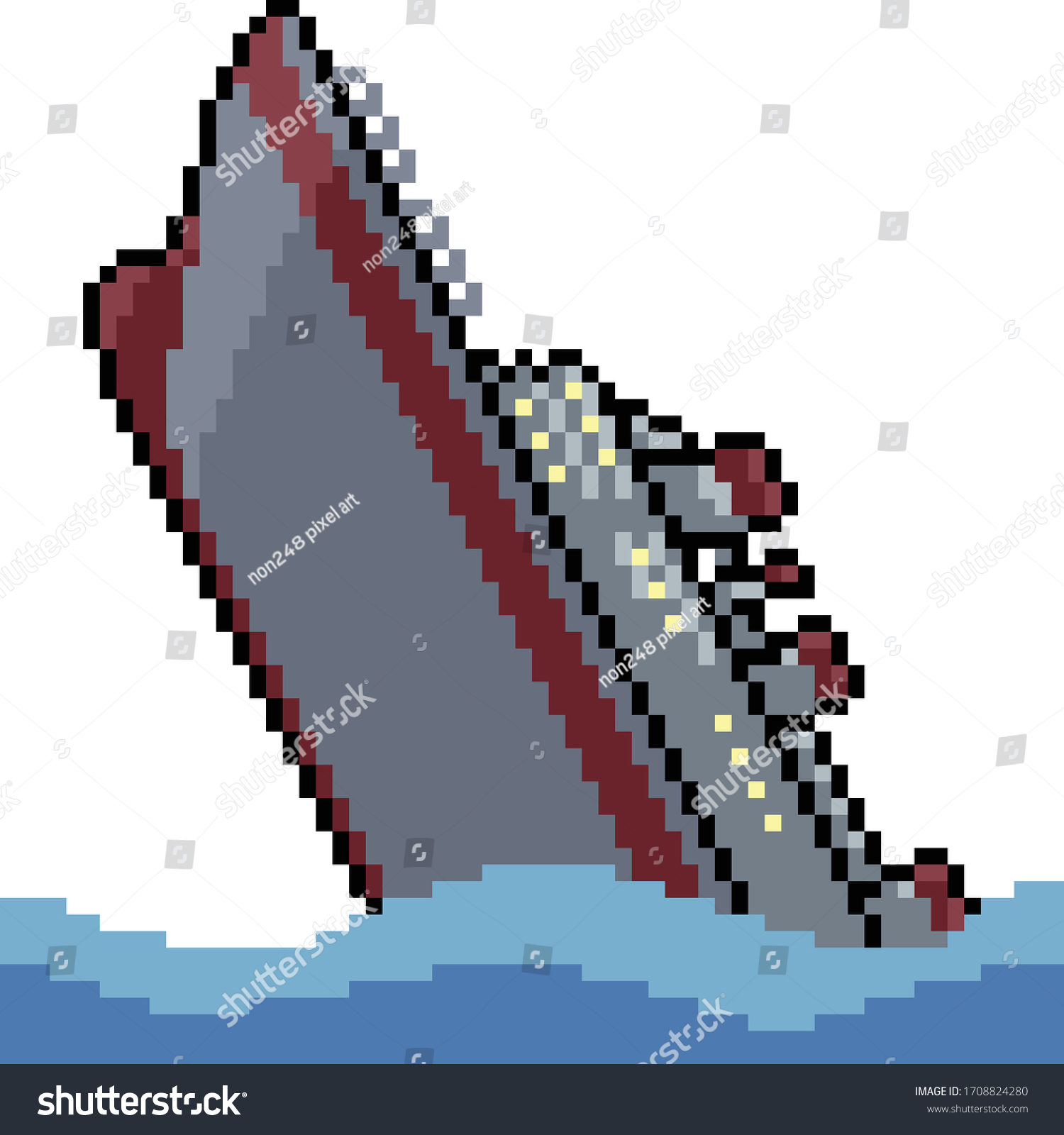 Vector Pixel Art Isolated Shipwreck Stock Vector (Royalty Free) 1708824280