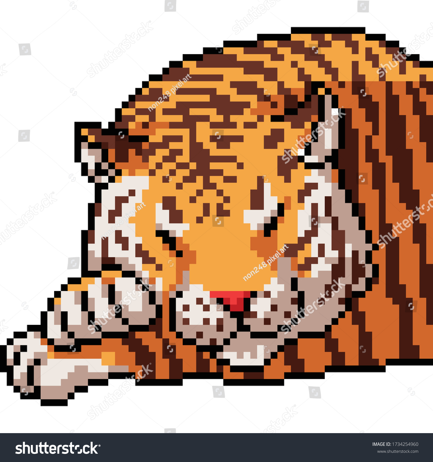 Vector Pixel Art Isolated Tiger Sleep Stock Vector (Royalty Free ...