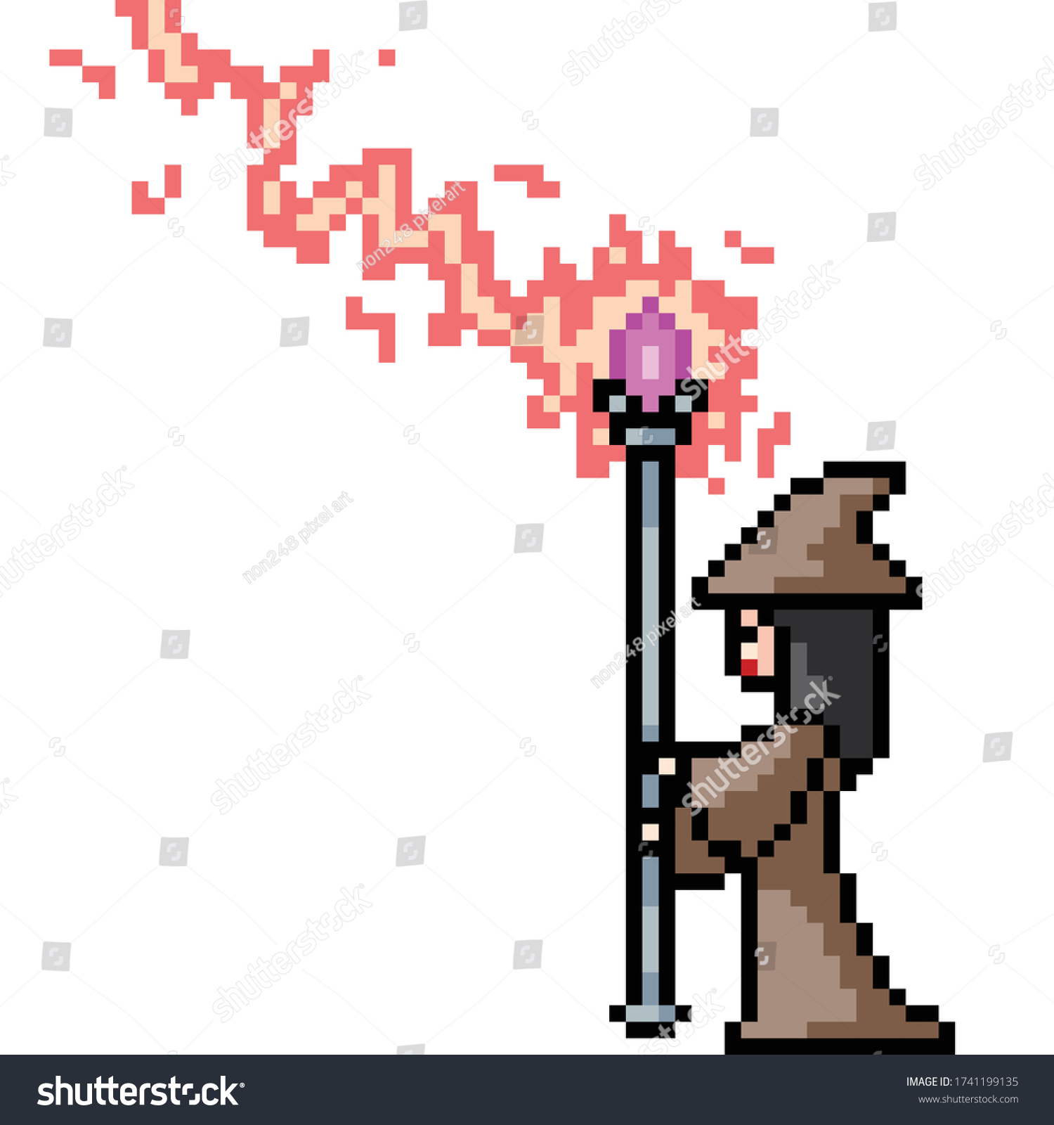 Vektor Stok Vector Pixel Art Isolated Witch Magic (Tanpa Royalti ...