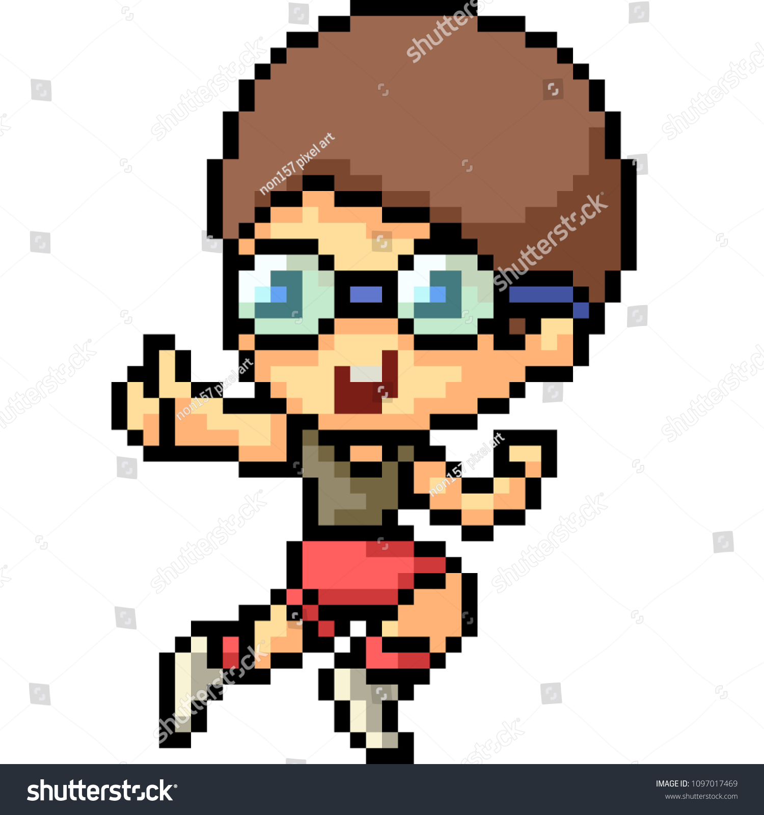 Vector Pixel Art Jogging Kid Isolated Stock Vector (Royalty Free ...