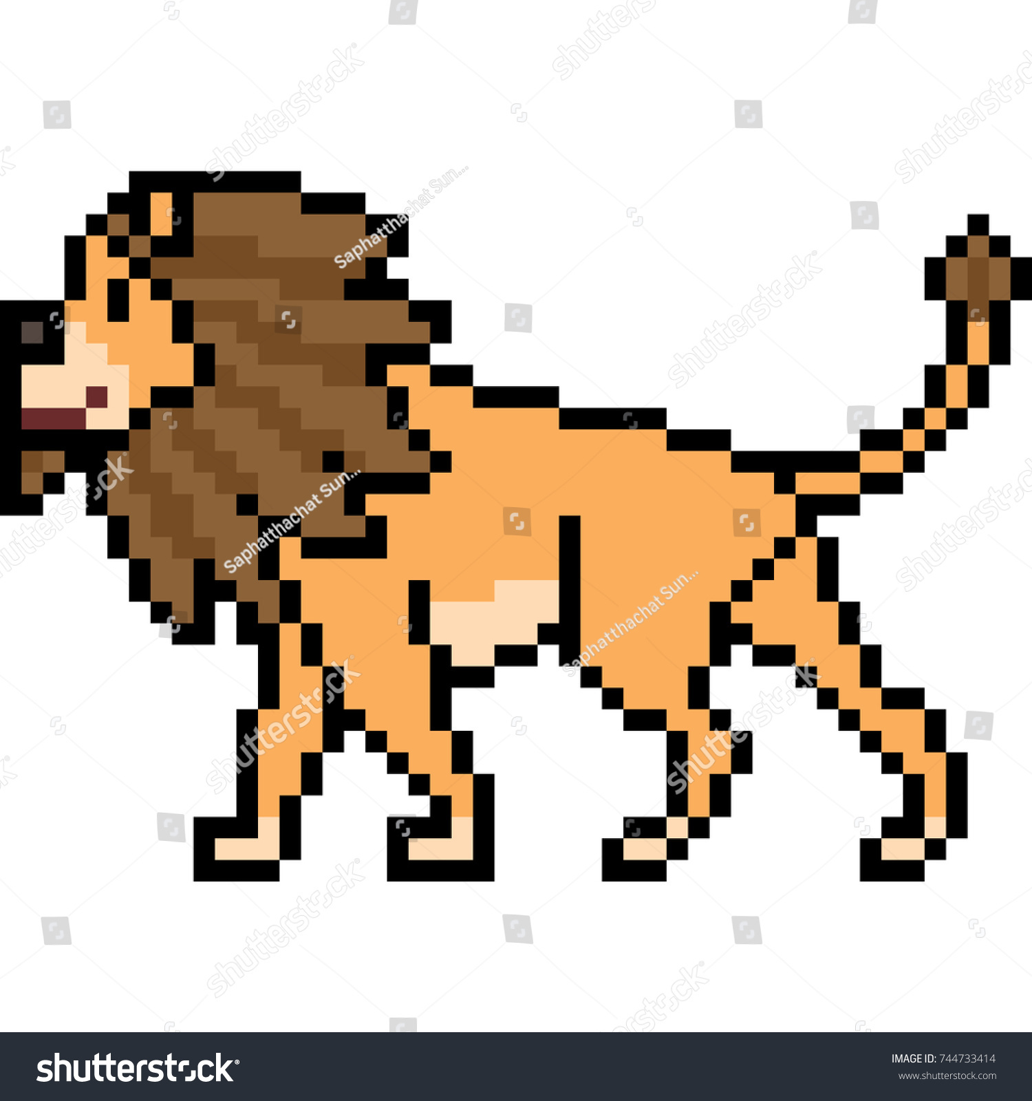 Vector Pixel Art Lion Walk Isolated 库存矢量图（免版税）744733414 | Shutterstock
