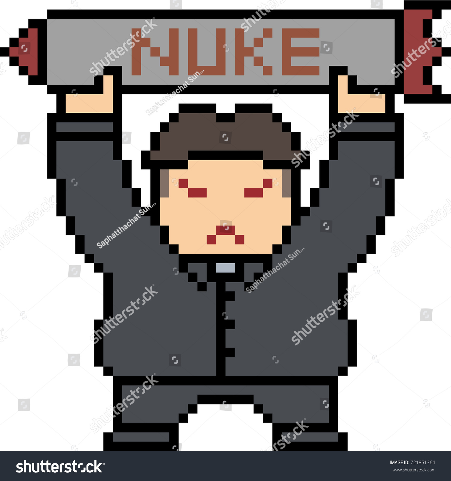 Vektor Stok Vector Pixel Art Man Hold Nuke (Tanpa Royalti) 721851364 ...