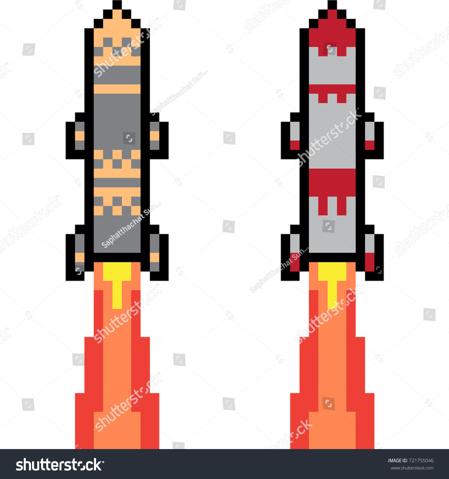 Vector Pixel Art Missile Isolated 스톡 벡터(로열티 프리) 721755046 | Shutterstock