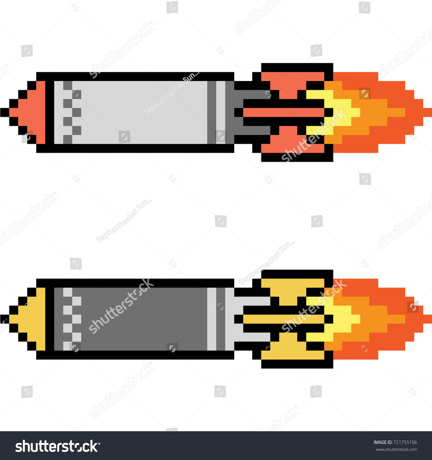 Vektor Stok Vector Pixel Art Missile Isolated (Tanpa Royalti) 721755106 ...