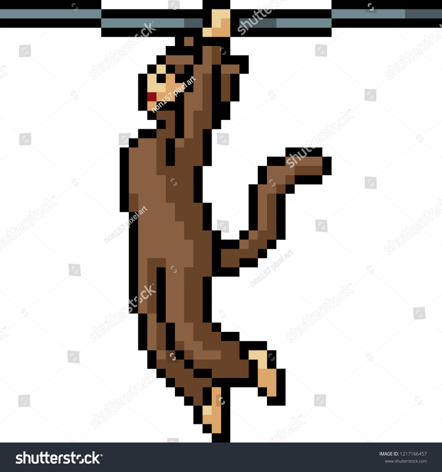 Vector Pixel Art Monkey Show Isolated: เวกเตอร์สต็อก (ปลอดค่าลิขสิทธิ์ ...