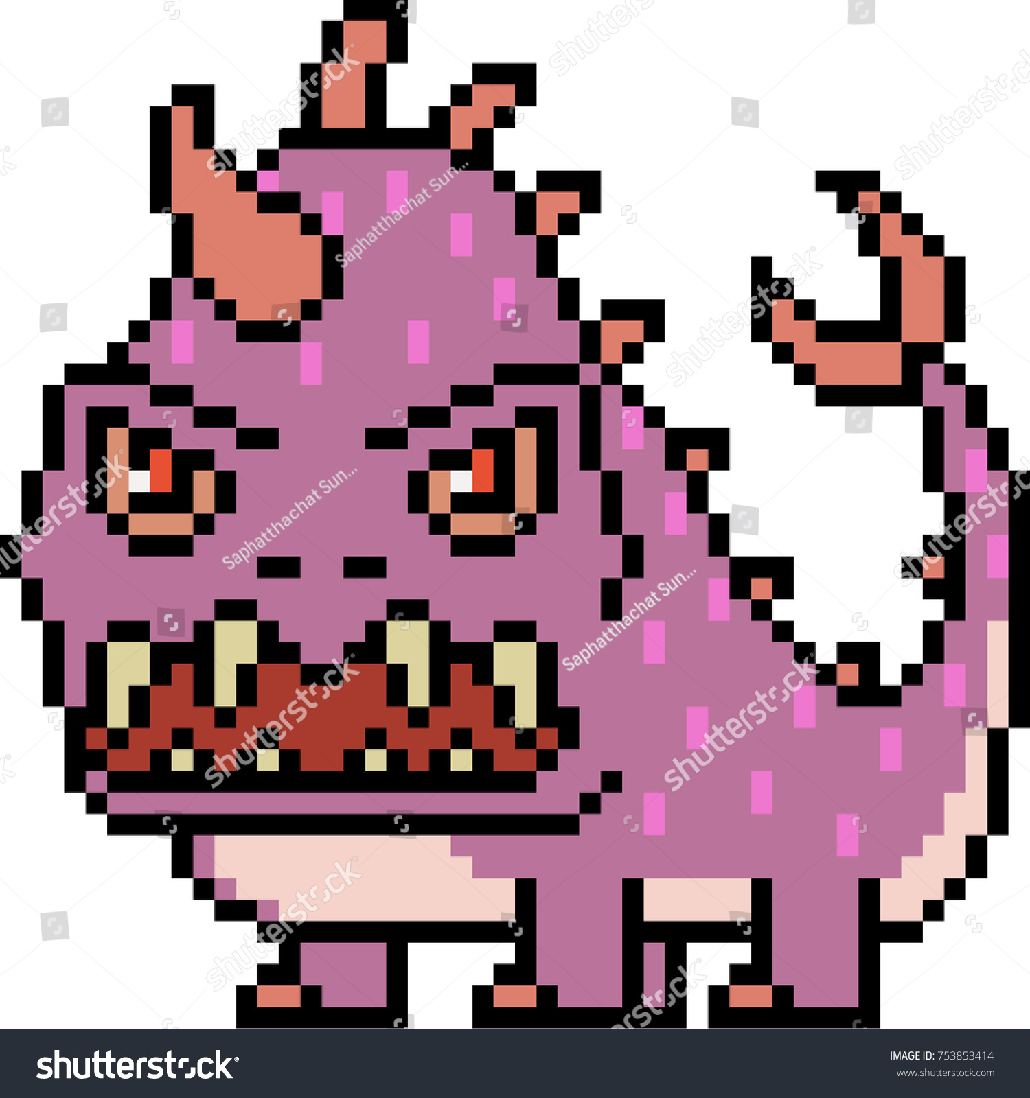Vector Pixel Art Monster Isolated: เวกเตอร์สต็อก (ปลอดค่าลิขสิทธิ์ ...