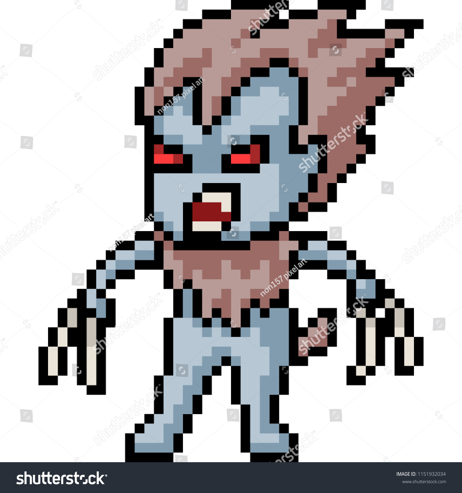 Vector Pixel Art Monster Isolated Cartoon Stock Vector (Royalty Free ...