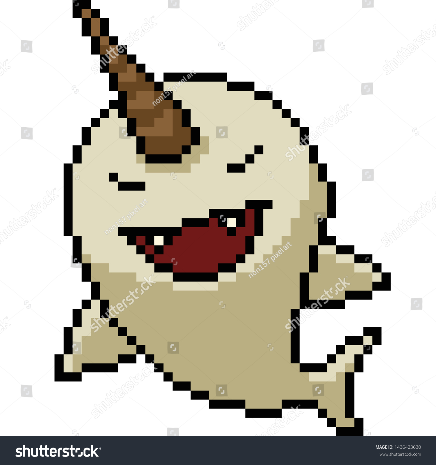 Vector Pixel Art Narwhale Isolated Cartoon 스톡 벡터(로열티 프리) 1436423630 ...